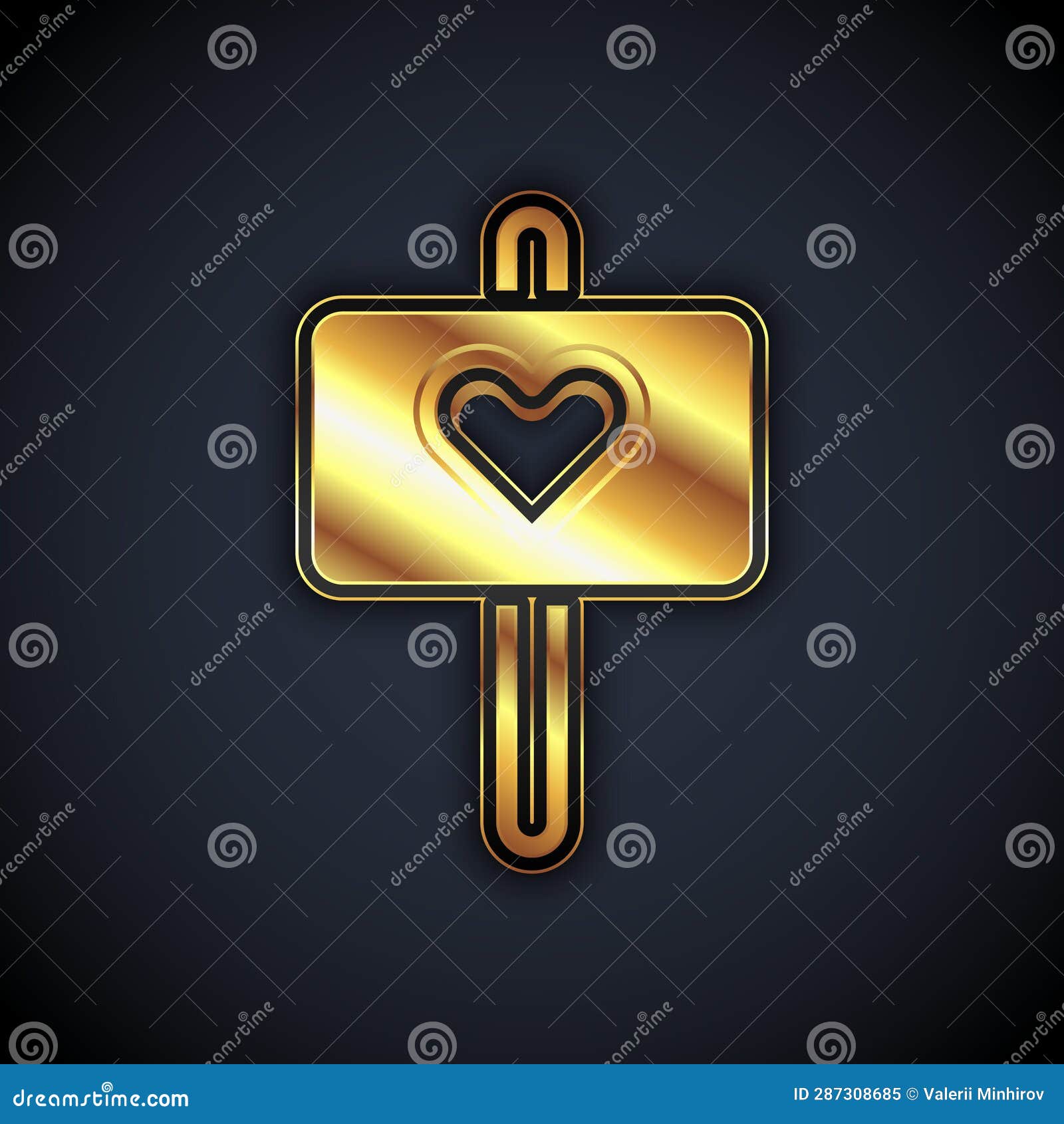 Gold Peace Icon Isolated on Black Background. Hippie Symbol of Peace ...