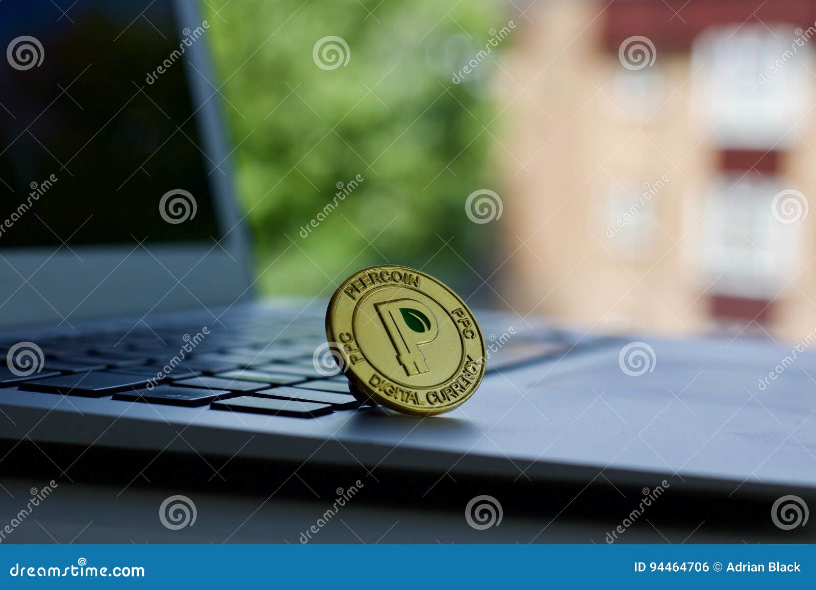 Gold peercoin coin stock photo. Image of blur, savings - 94464706