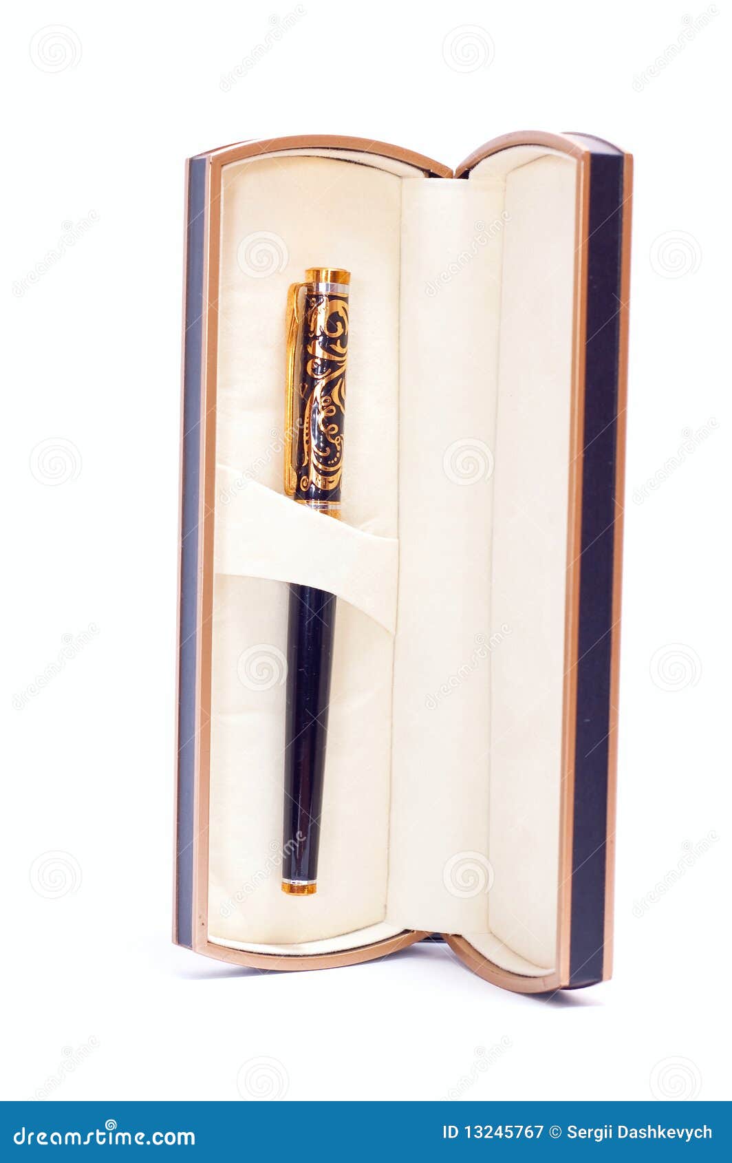 Gold pen in box stock image. Image of events, fashion - 13245767
