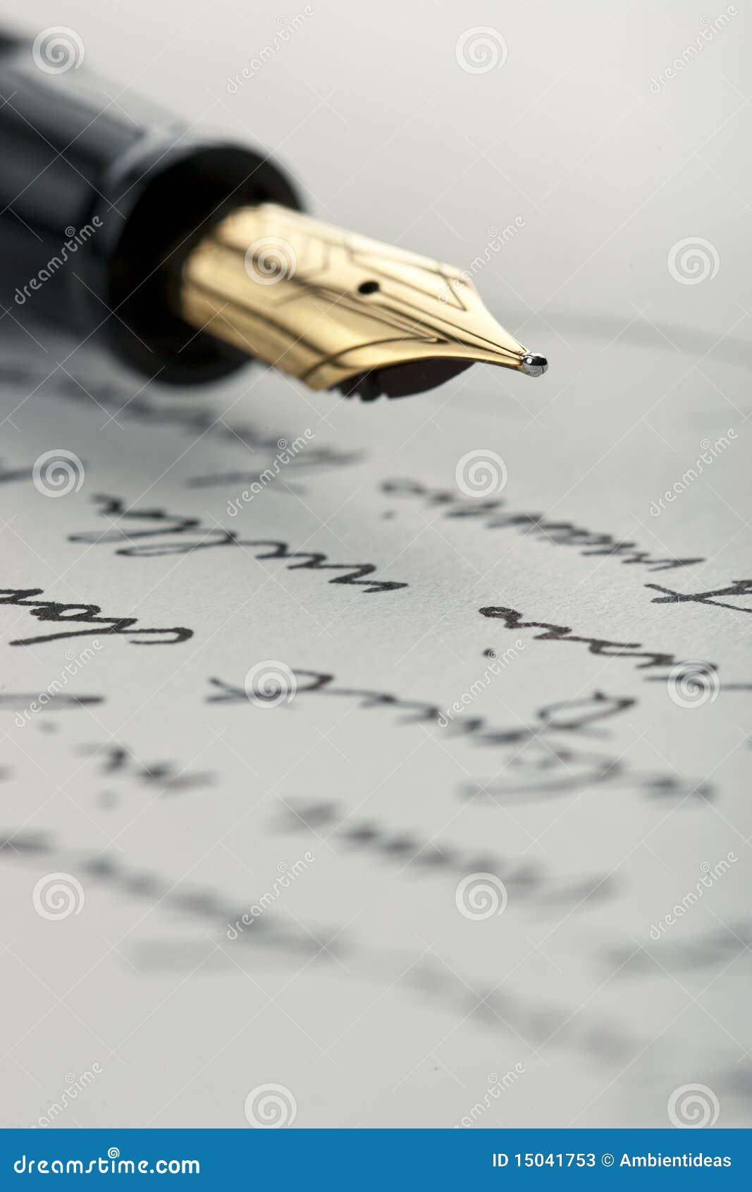 Gold Pen on Hand Written Letter Stock Image - Image of yellow, signing ...