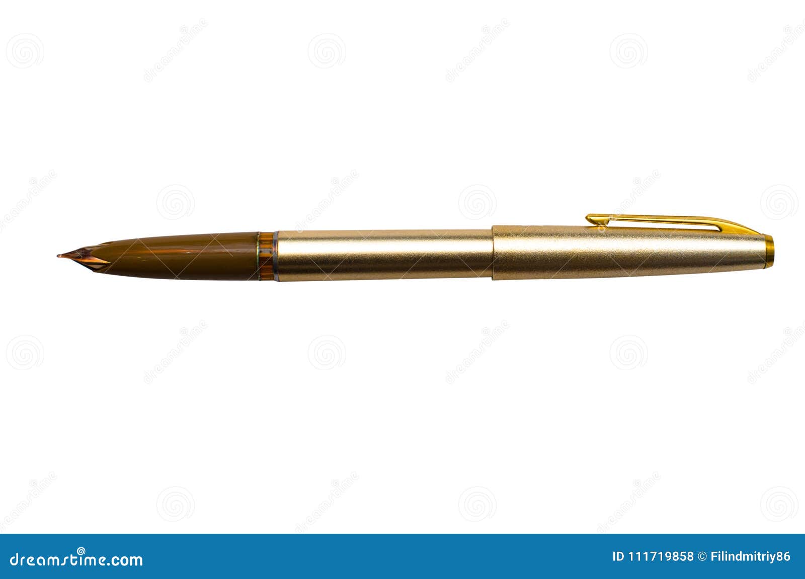Gold pen isolated. stock photo. Image of view, fountain - 111719858