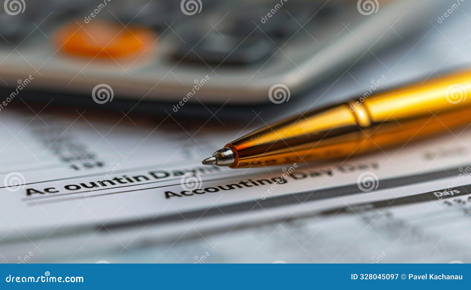 A Gold Pen Rests on a Worksheet with Accounting Day Written on it Stock ...
