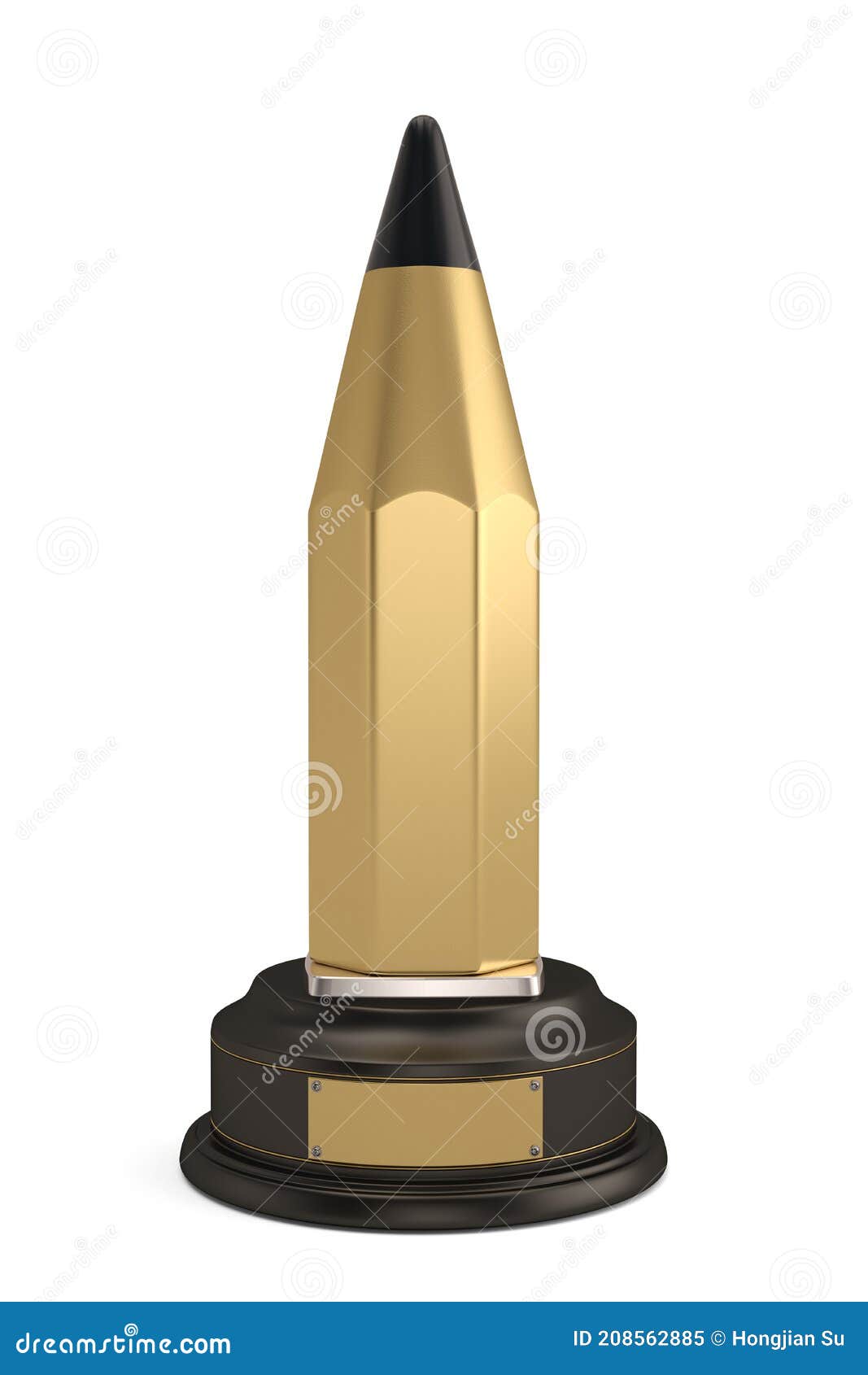 Gold Pencil Trophy Isolated on White Background, 3D Illustration Stock ...