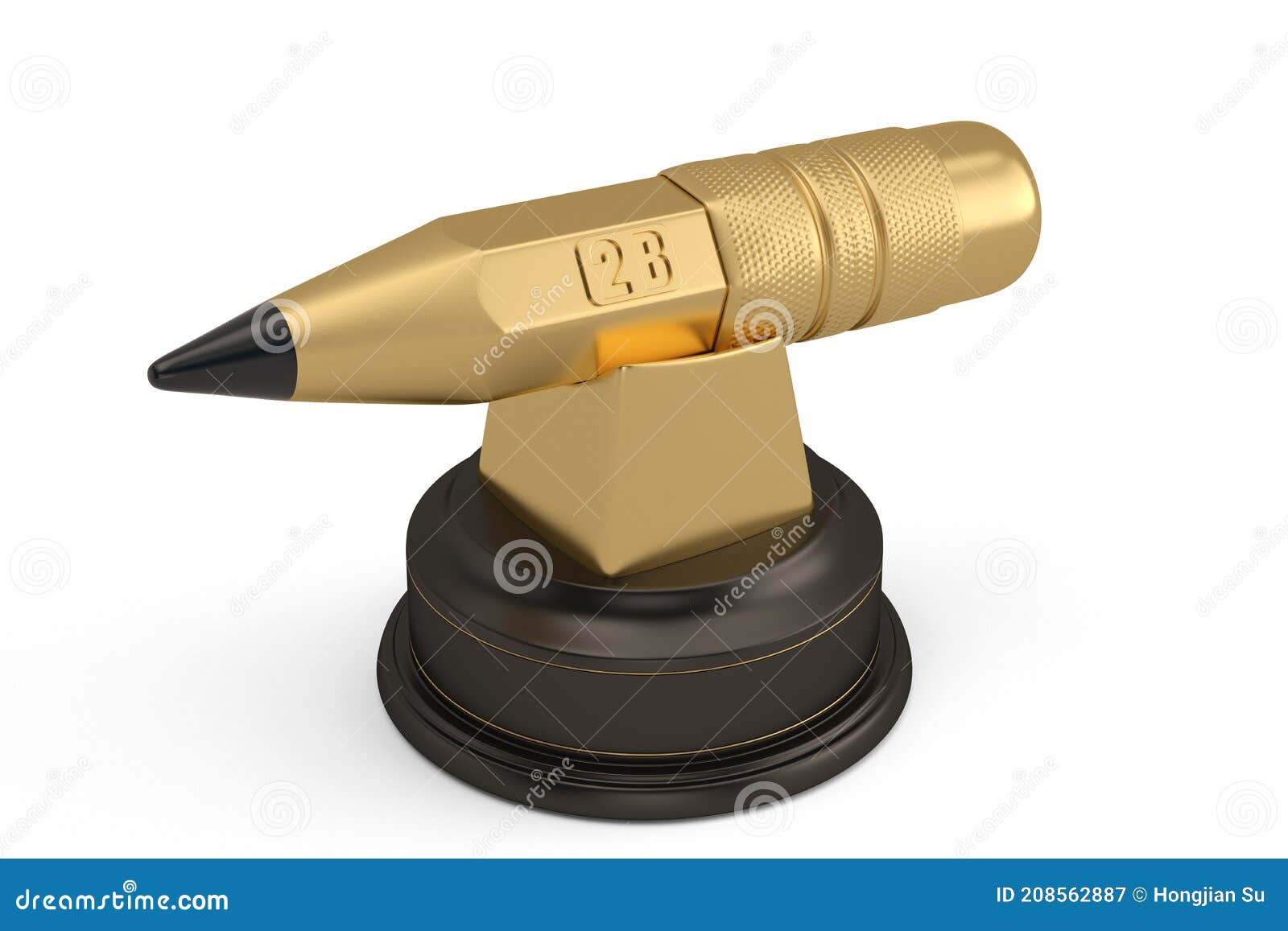 Gold Pencil Trophy Isolated on White Background, 3D Illustration Stock ...