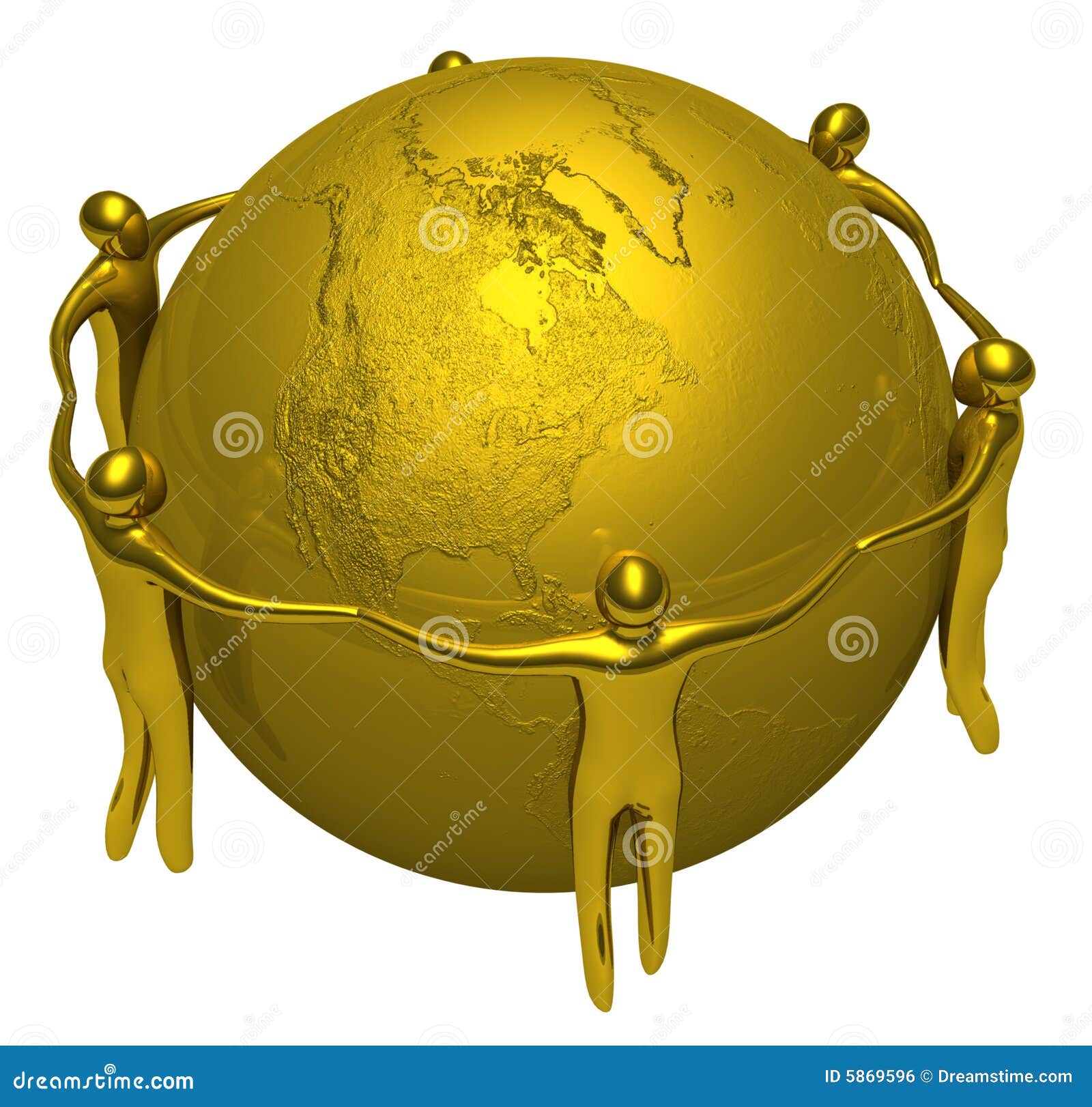 Gold People Around of the Earth Stock Illustration - Illustration of ...