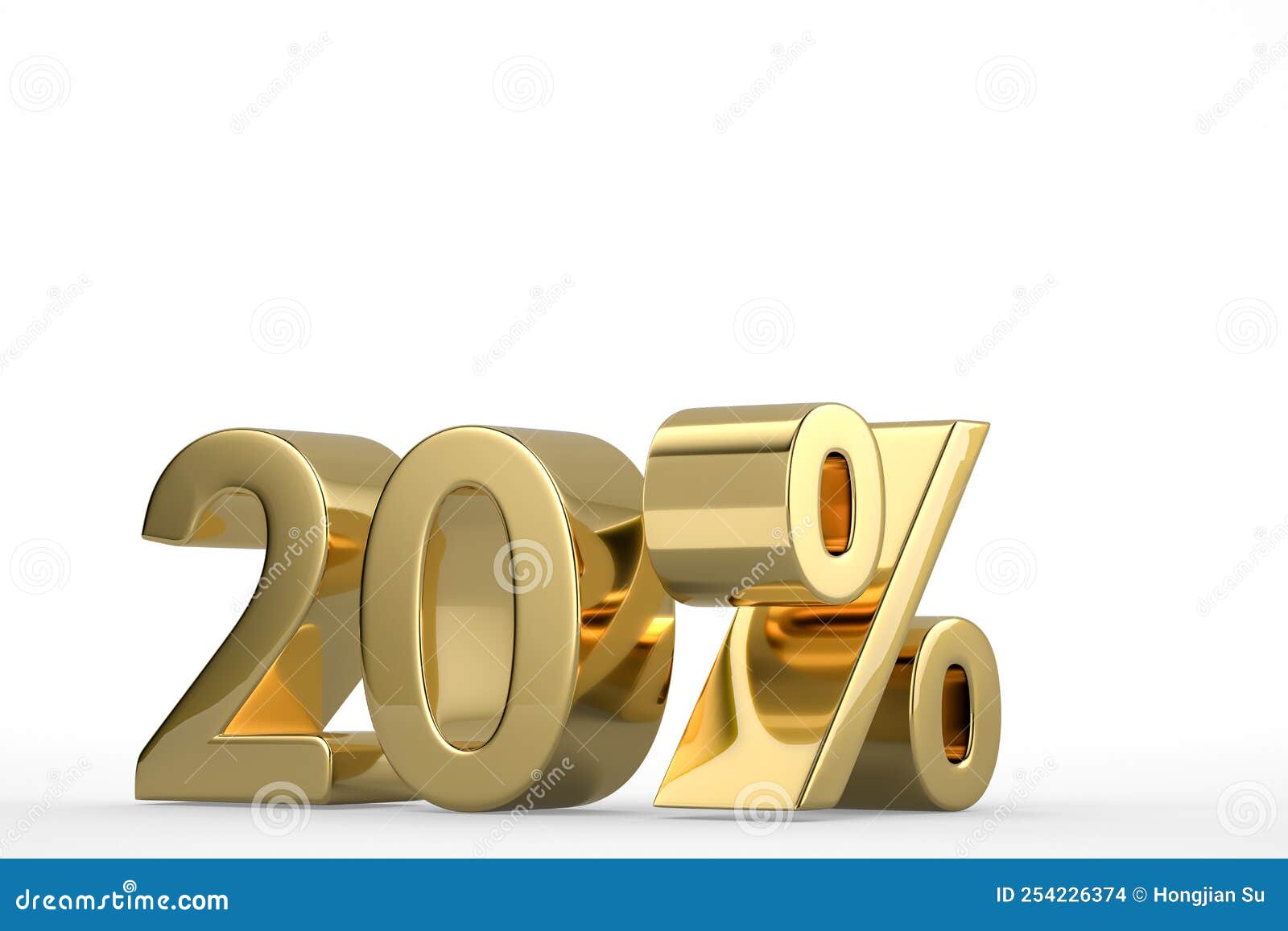 Gold Percent Off Number. 3D Rendering Isolated on White Background ...