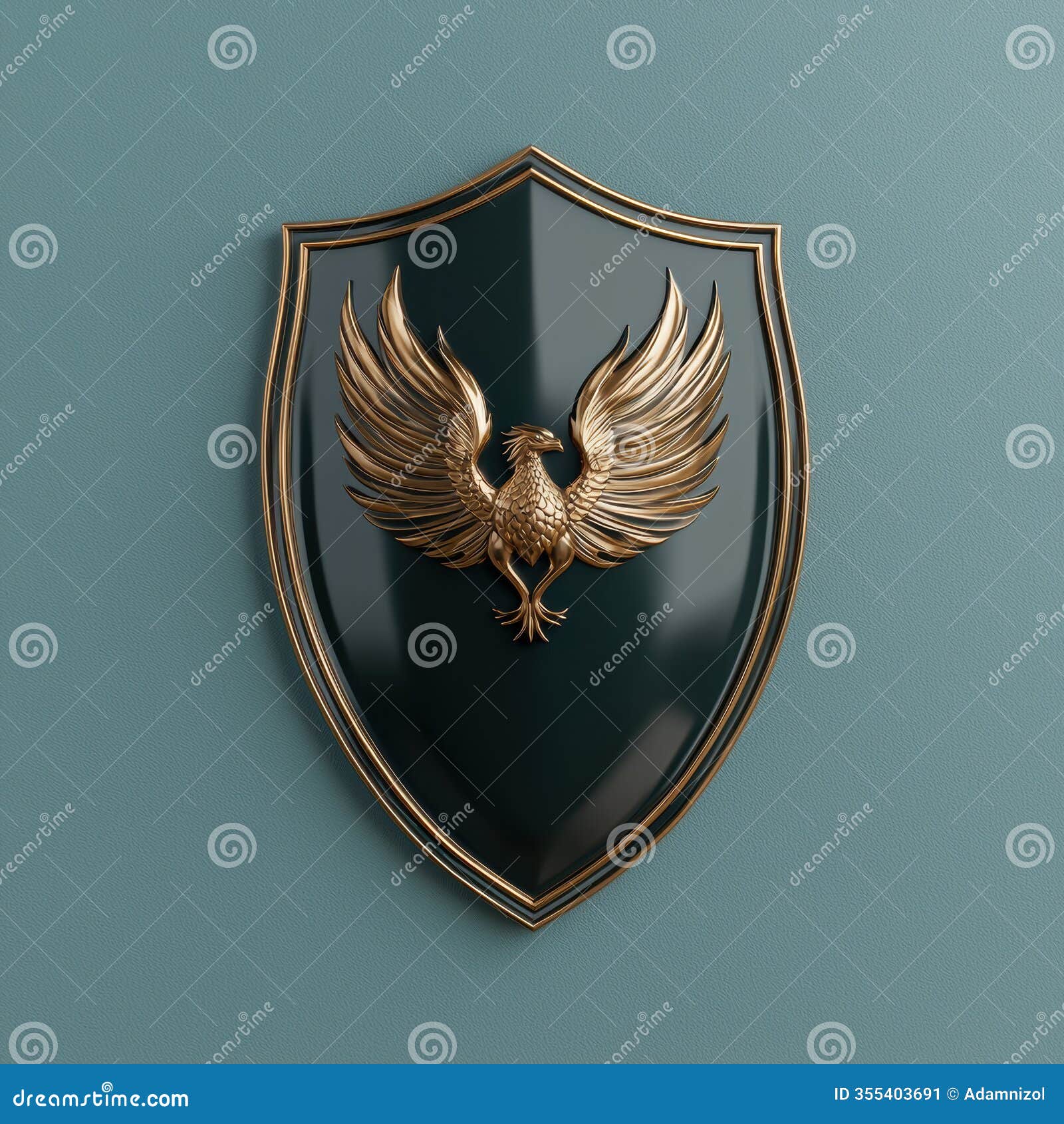 Gold Phoenix Emblem on a Dark Shield Stock Illustration - Illustration ...