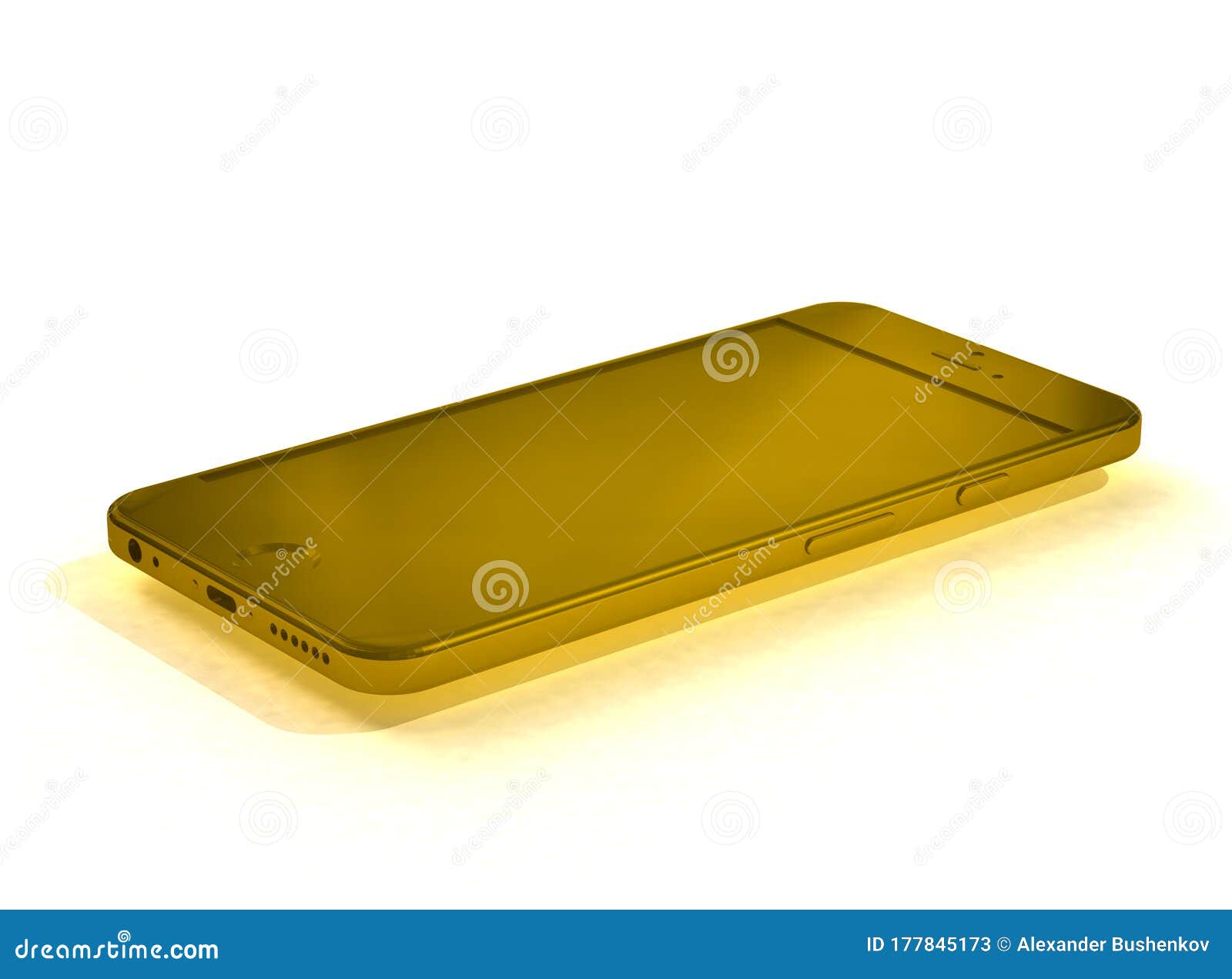 Gold Phone with Shadow on White Background Stock Illustration ...