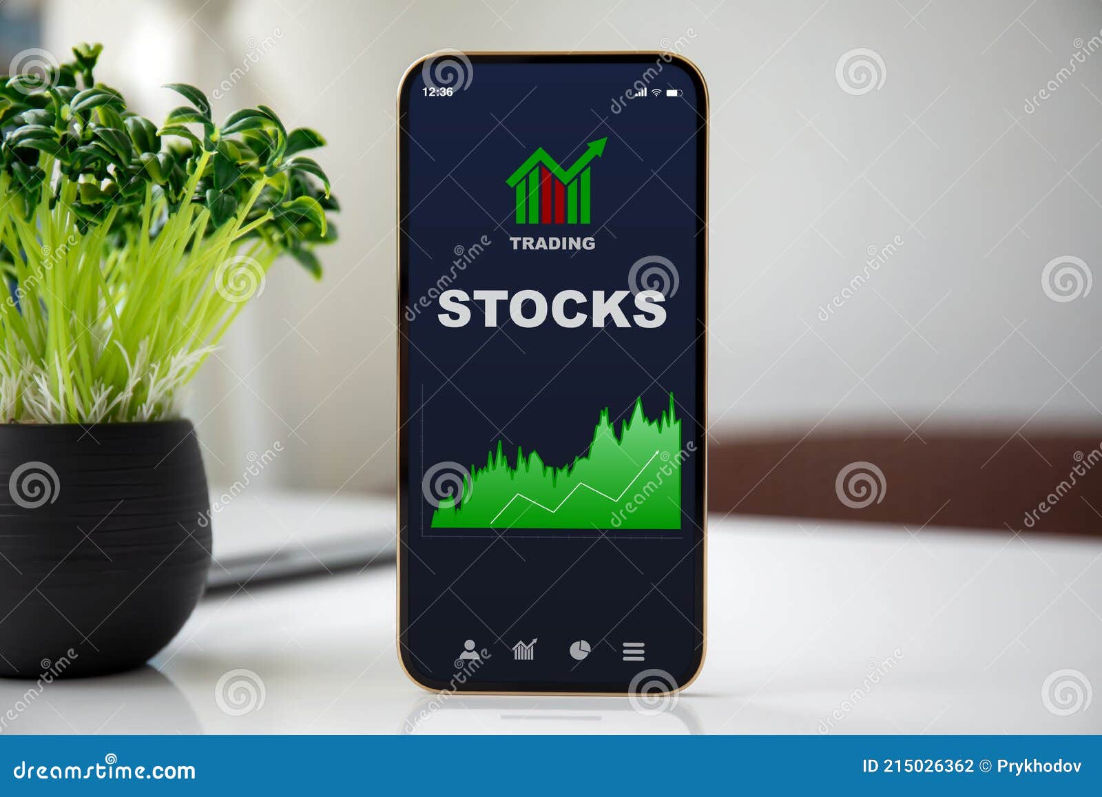 Gold Phone with Stocks Trading App on the Screen Stock Photo - Image of ...
