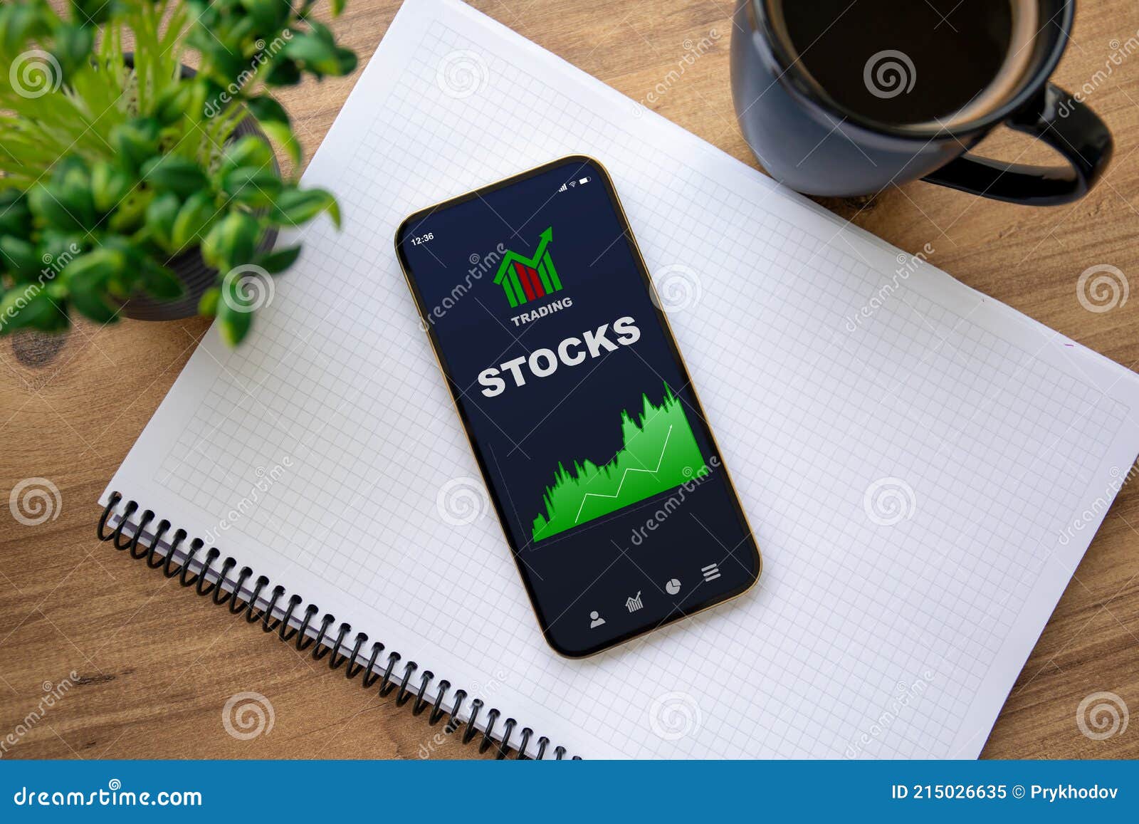 Gold Phone with Stocks Trading App on the Screen Stock Image - Image of ...