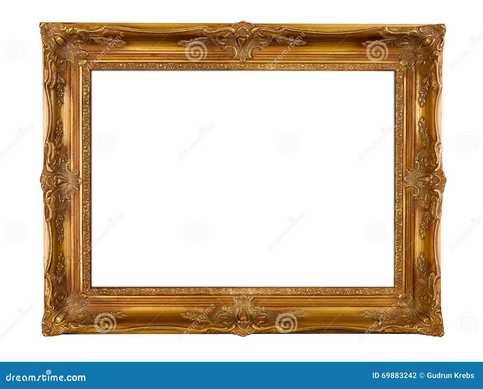 Picture Gold Wooden Tondo Frame For Design On Isolated Background ...