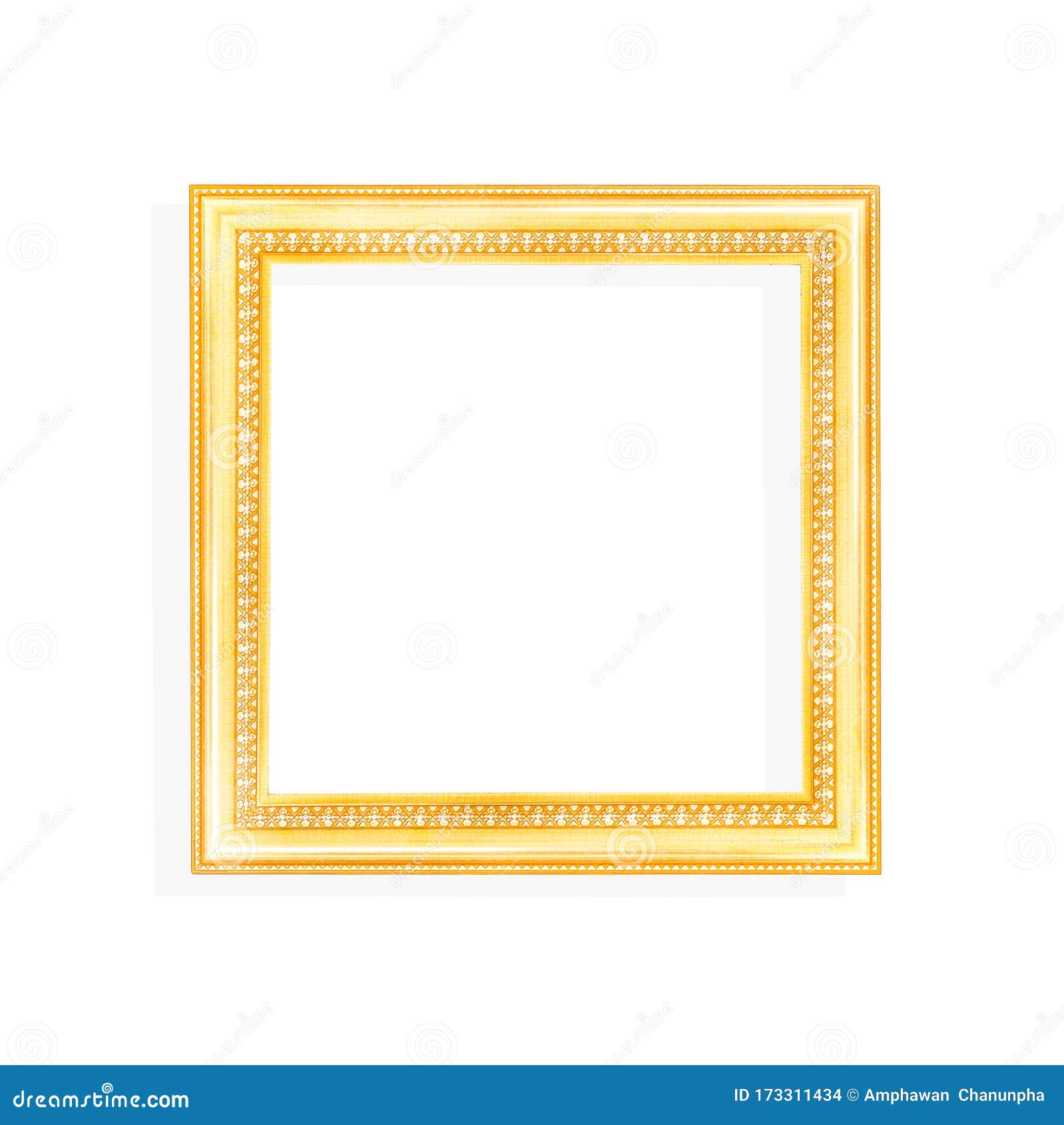 Gold Picture Frame in Square Shaped Patterns Isolated on White ...