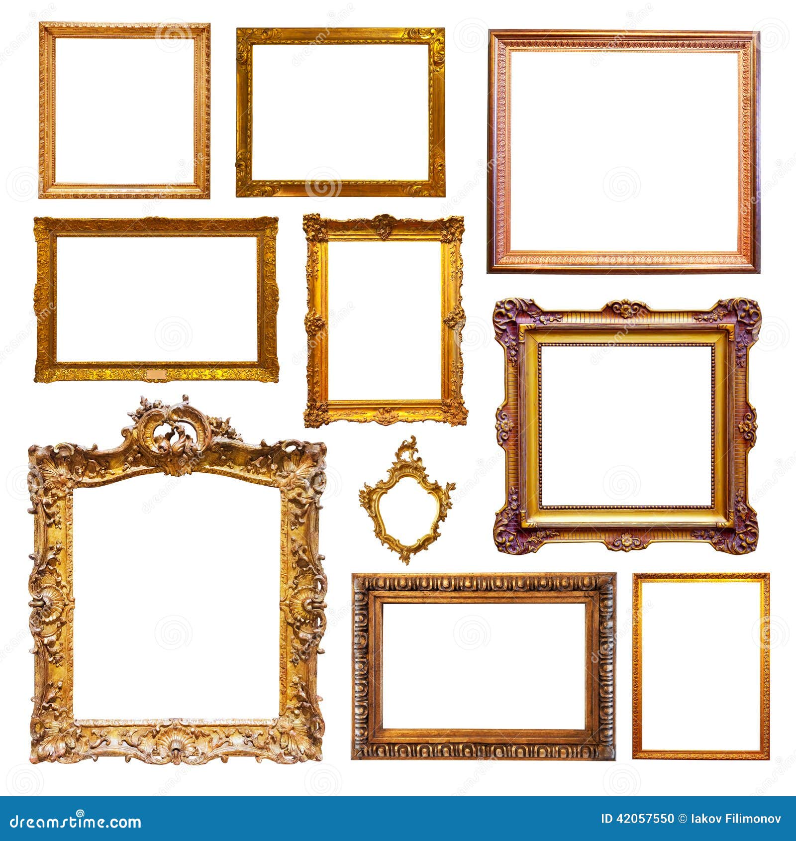 Gold picture frames stock photo. Image of space, isolated - 42057550