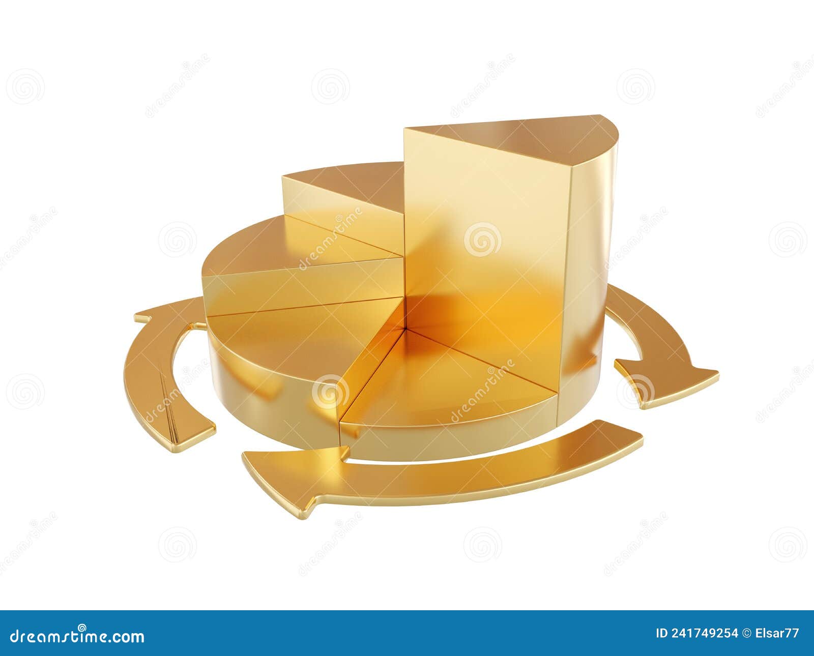 Gold Pie Chart Isolated on a White Background Stock Illustration ...
