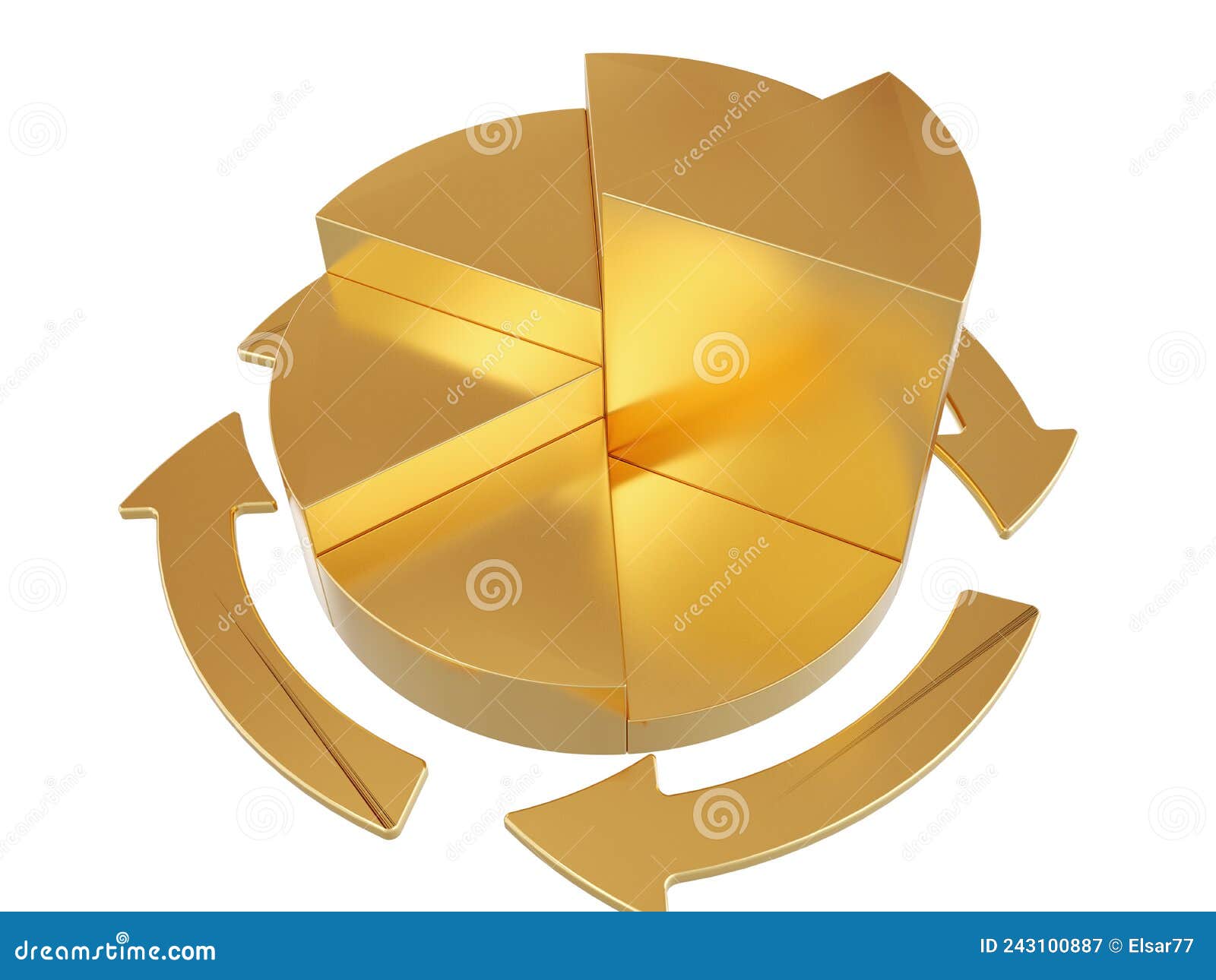 Gold Pie Chart Isolated on a White Background Stock Illustration ...