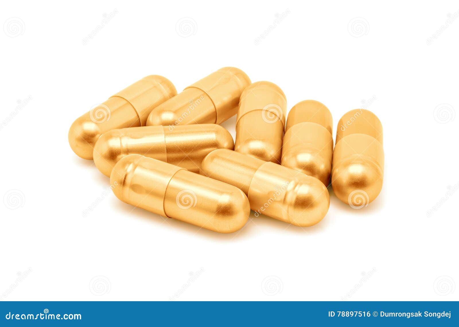 Gold Pill Capsule on White Background Stock Photo - Image of glow ...