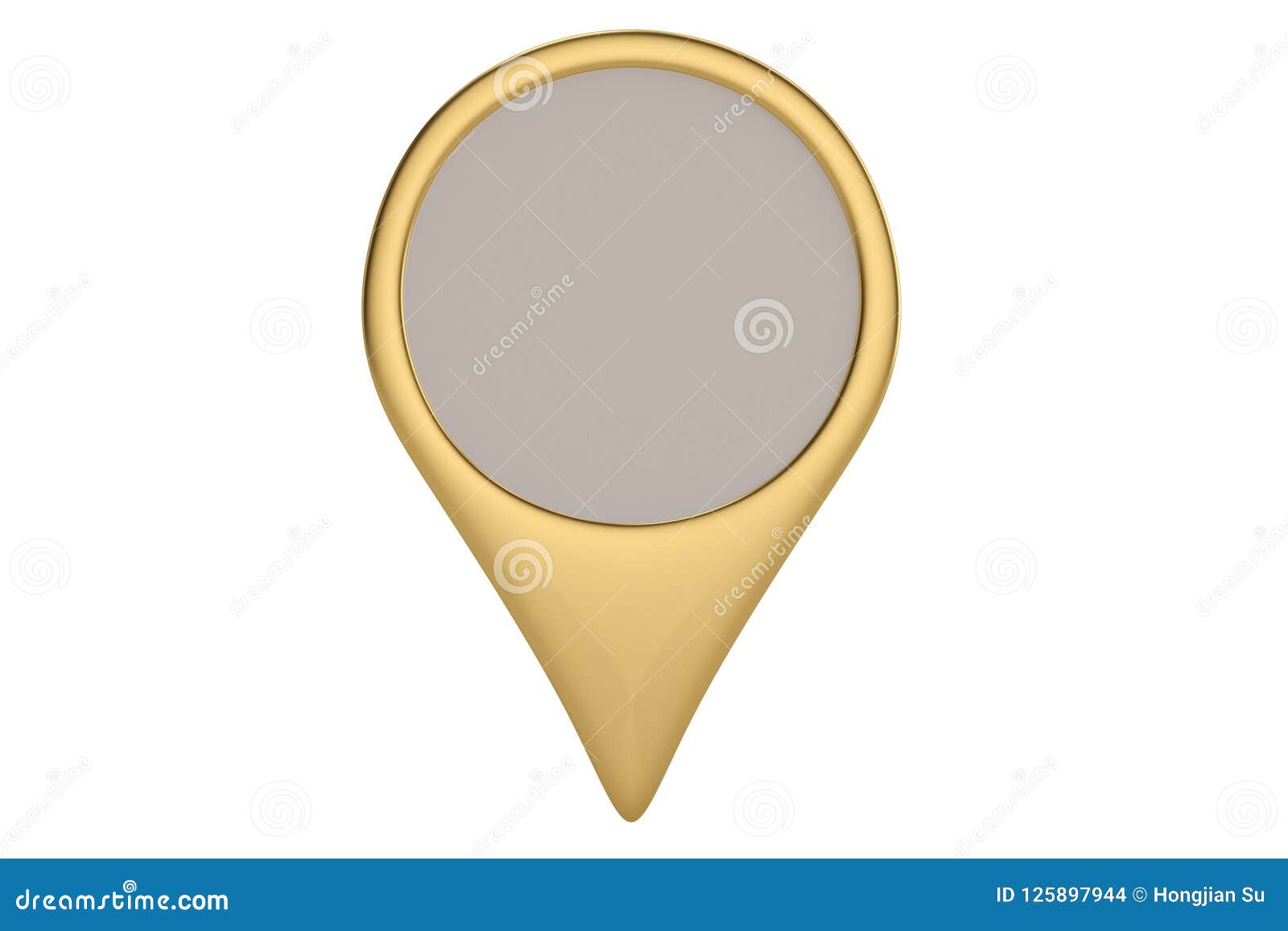 Gold Pin Icon on White Backgroun.3D Illustration. Stock Illustration ...
