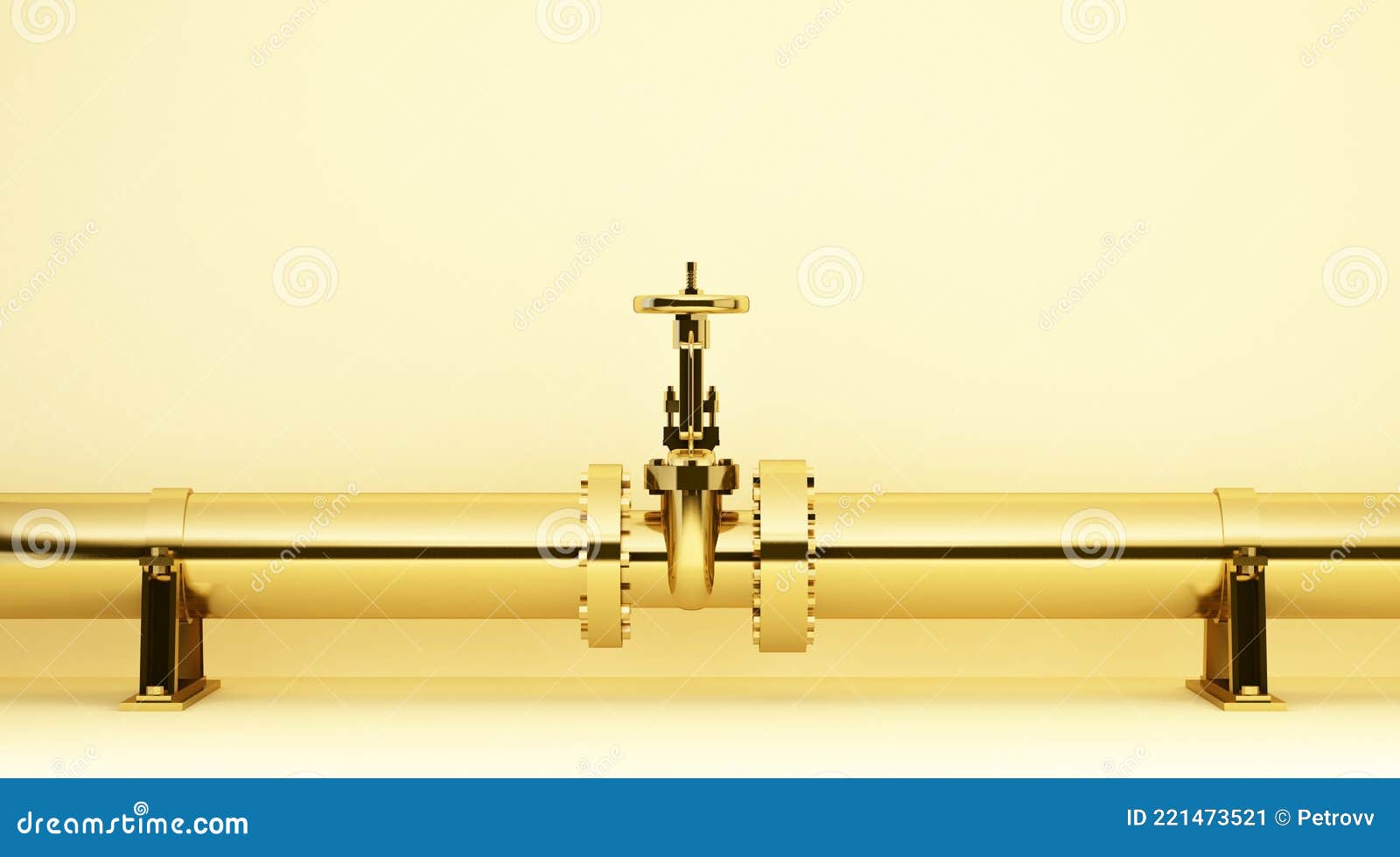 Gold pipe with valve stock illustration. Illustration of pump - 221473521