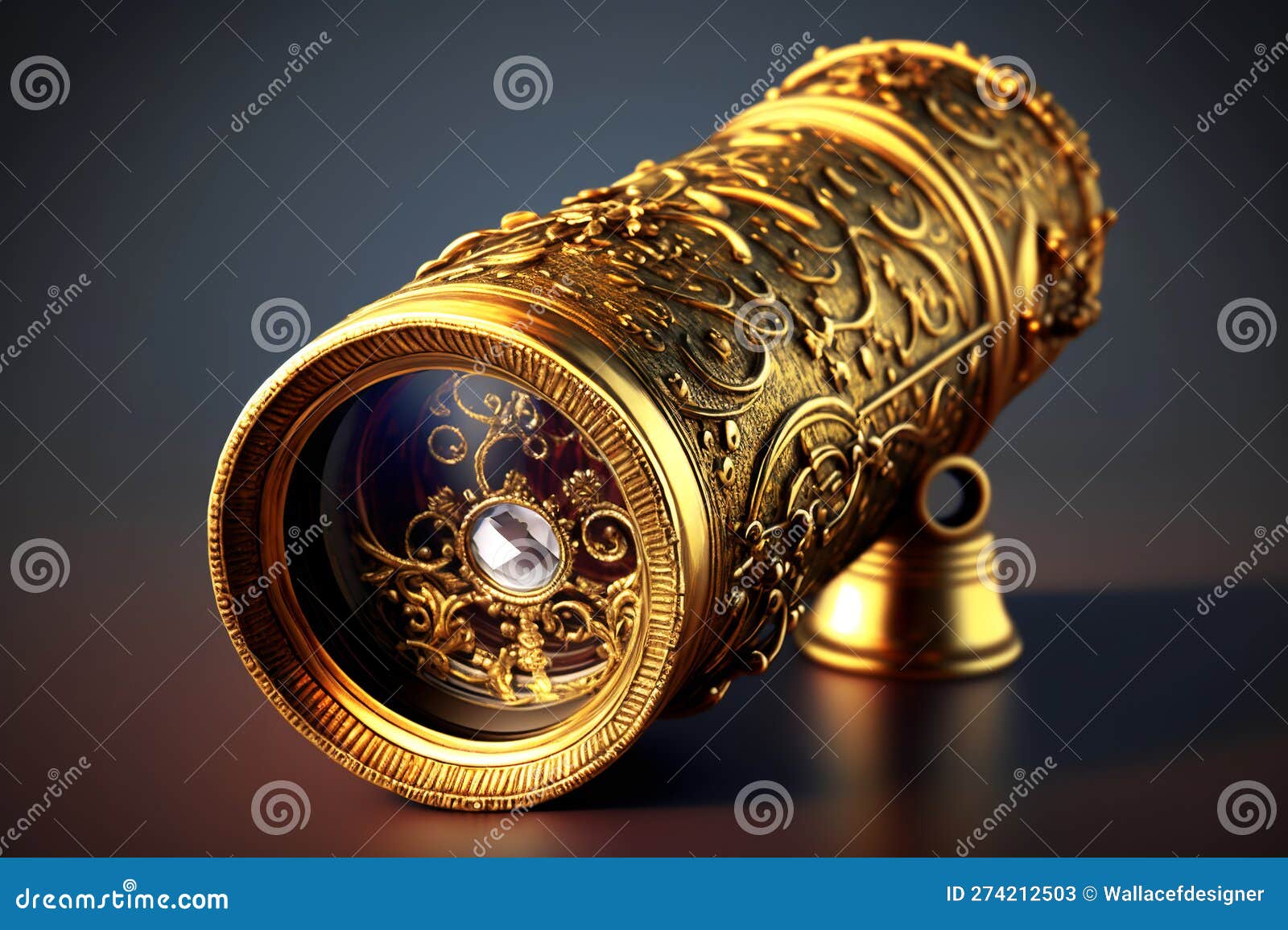 Gold Pirate Spyglass. Generative AI. Stock Illustration - Illustration ...