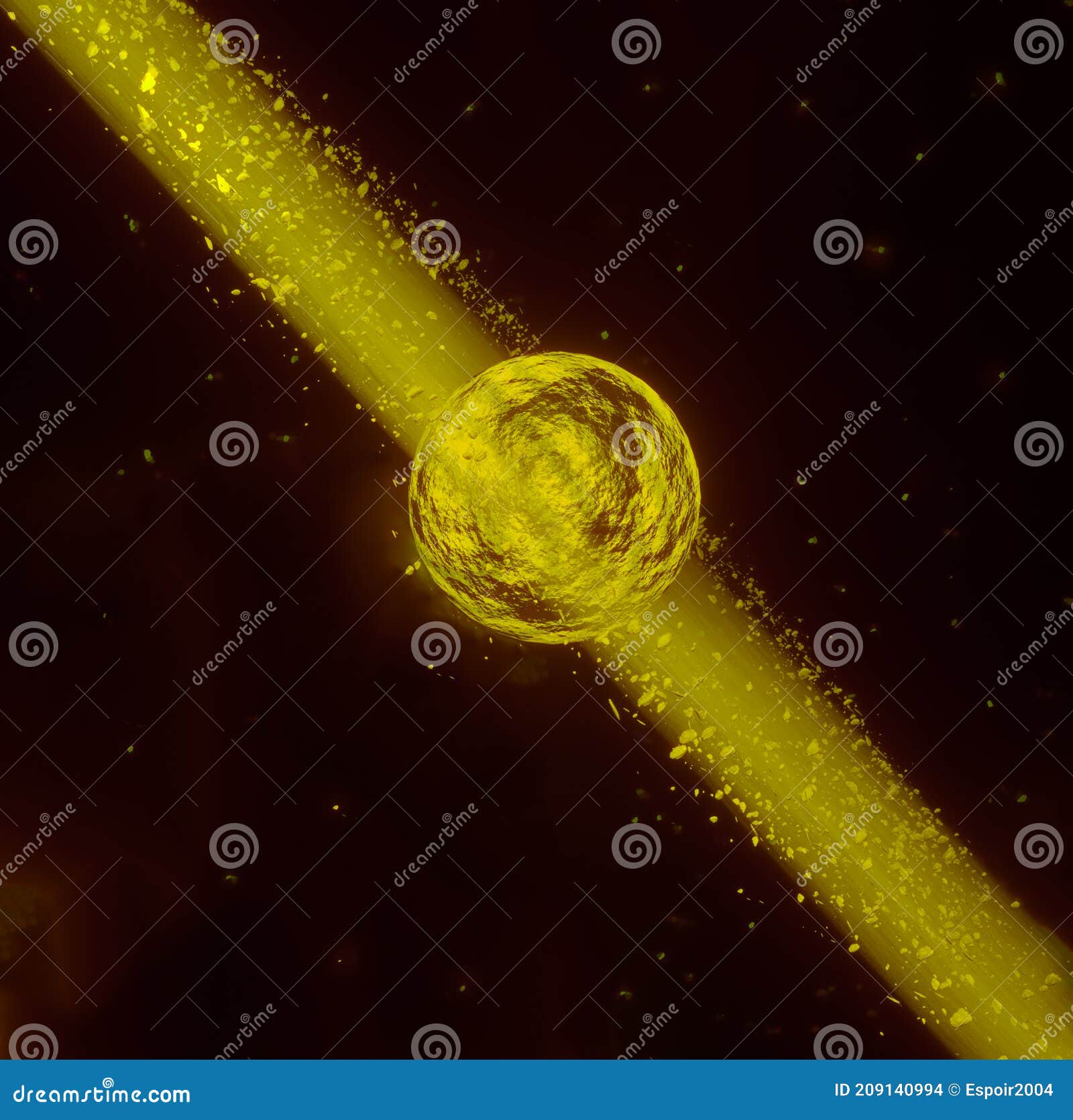 Gold Planet in the Nebula of Space Particles Stock Illustration ...