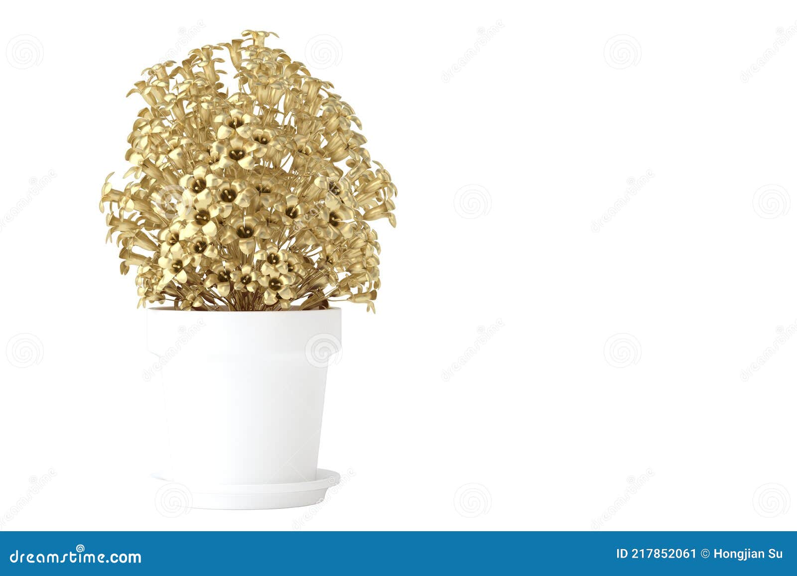 Gold Plant, Golden Potted Plant 3D Rendering. 3D Illustration Stock ...