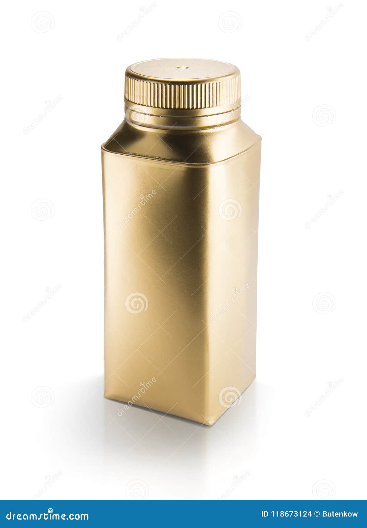 Gold plastic bottle stock photo. Image of golden, closeup - 118673124