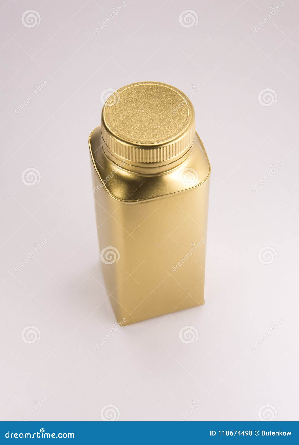 Gold plastic bottle stock photo. Image of milk, golden - 118674498