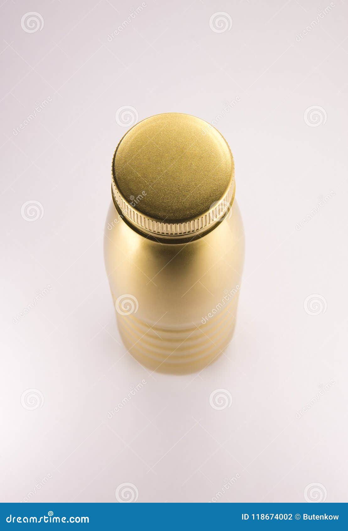 Gold plastic bottle stock photo. Image of closeup, milk - 118674002