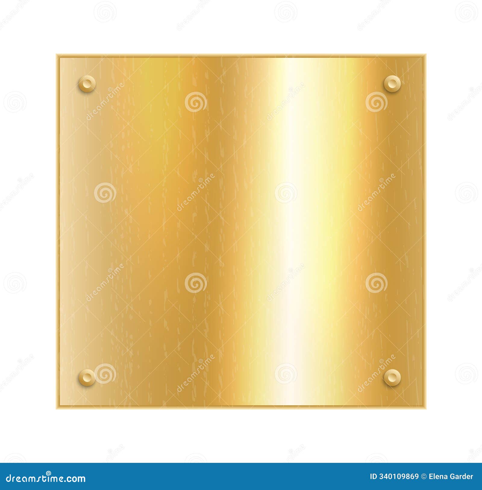 Gold Plate. Metal Plaque Mockup. Golden Frame. Vector Brass Rectangle ...