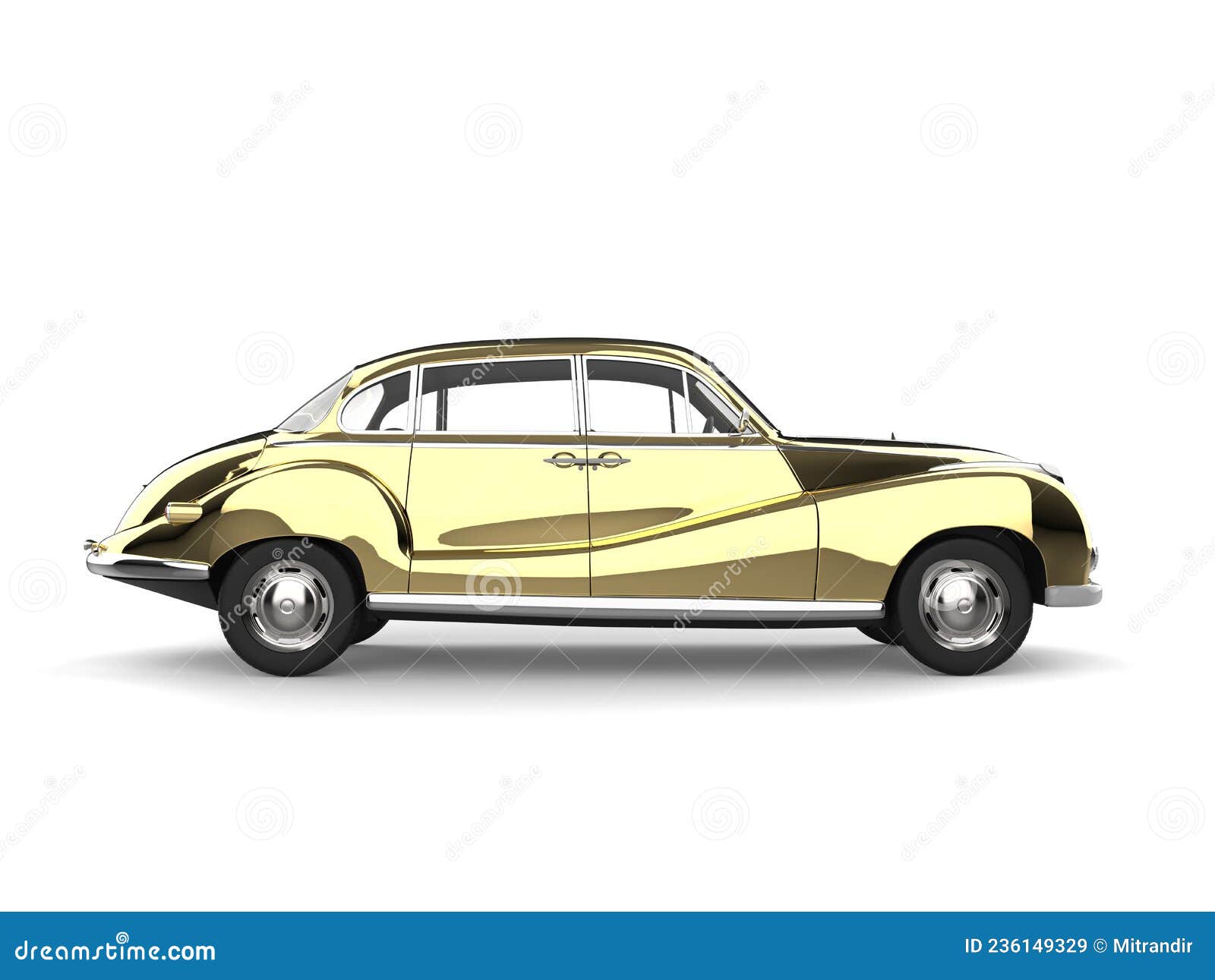 Gold Plated Cool Vintage Car - Side View Stock Illustration ...