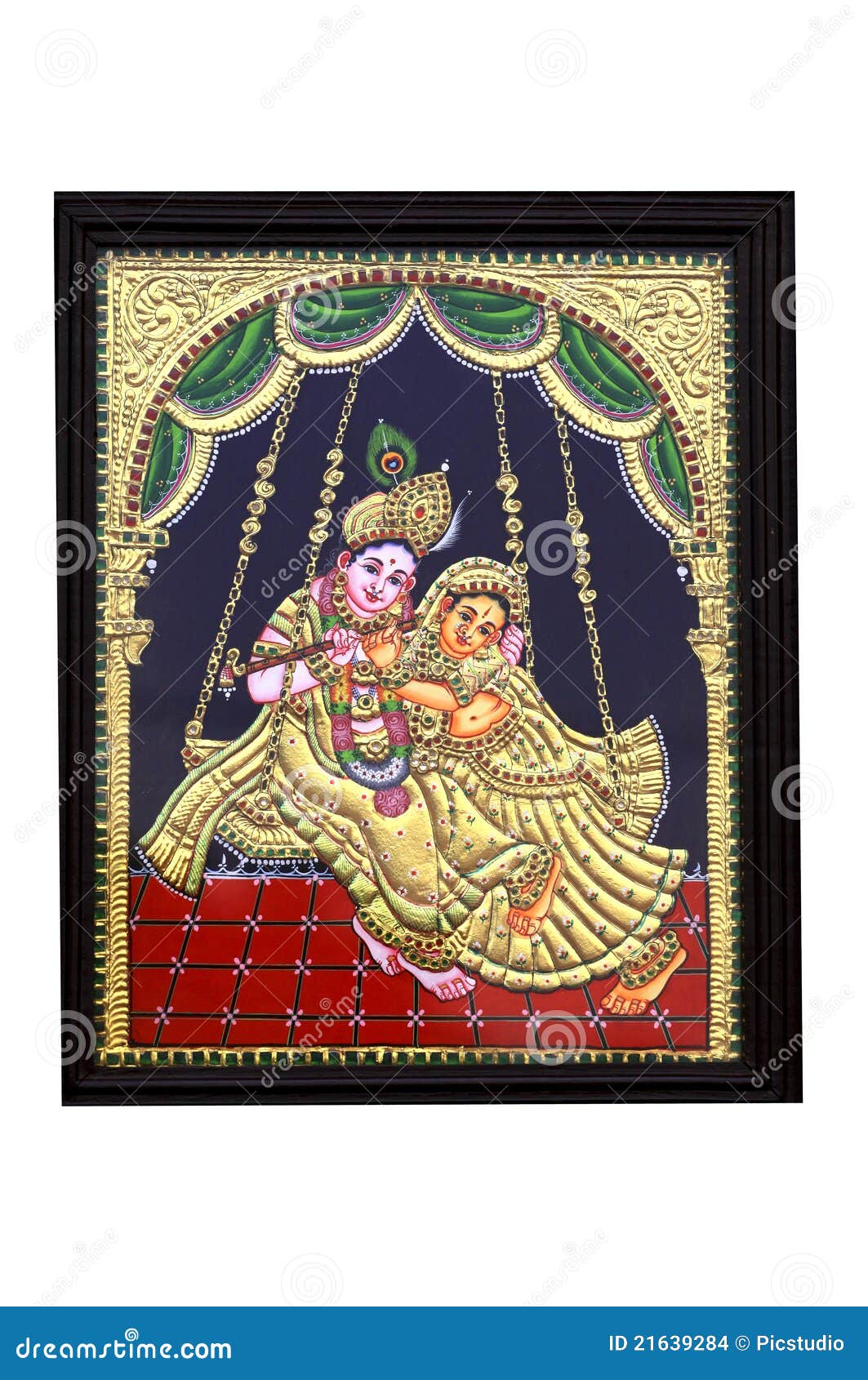 Gold Plated Krishna and Radha Painting Editorial Stock Image - Image of ...