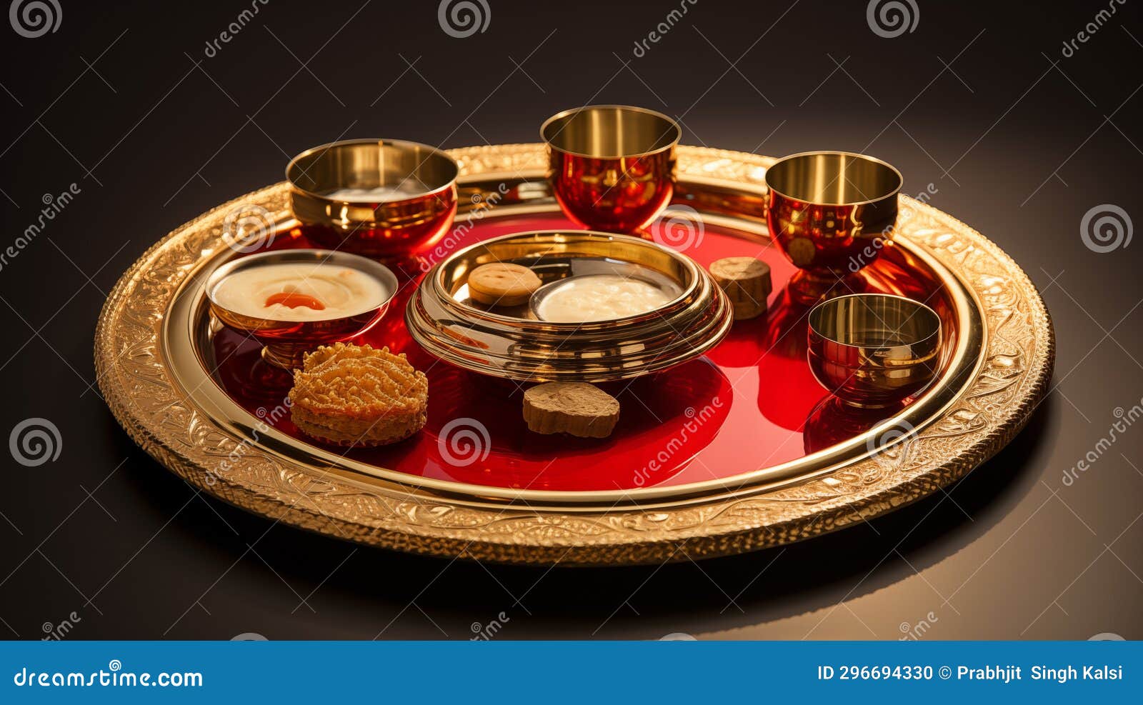 Gold Plated Pooja Thali for Aarti and Pooja in India Stock Illustration ...