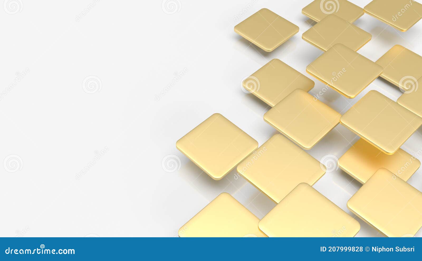 The Gold Plates Fly on White Background for Abstract Background 3d ...