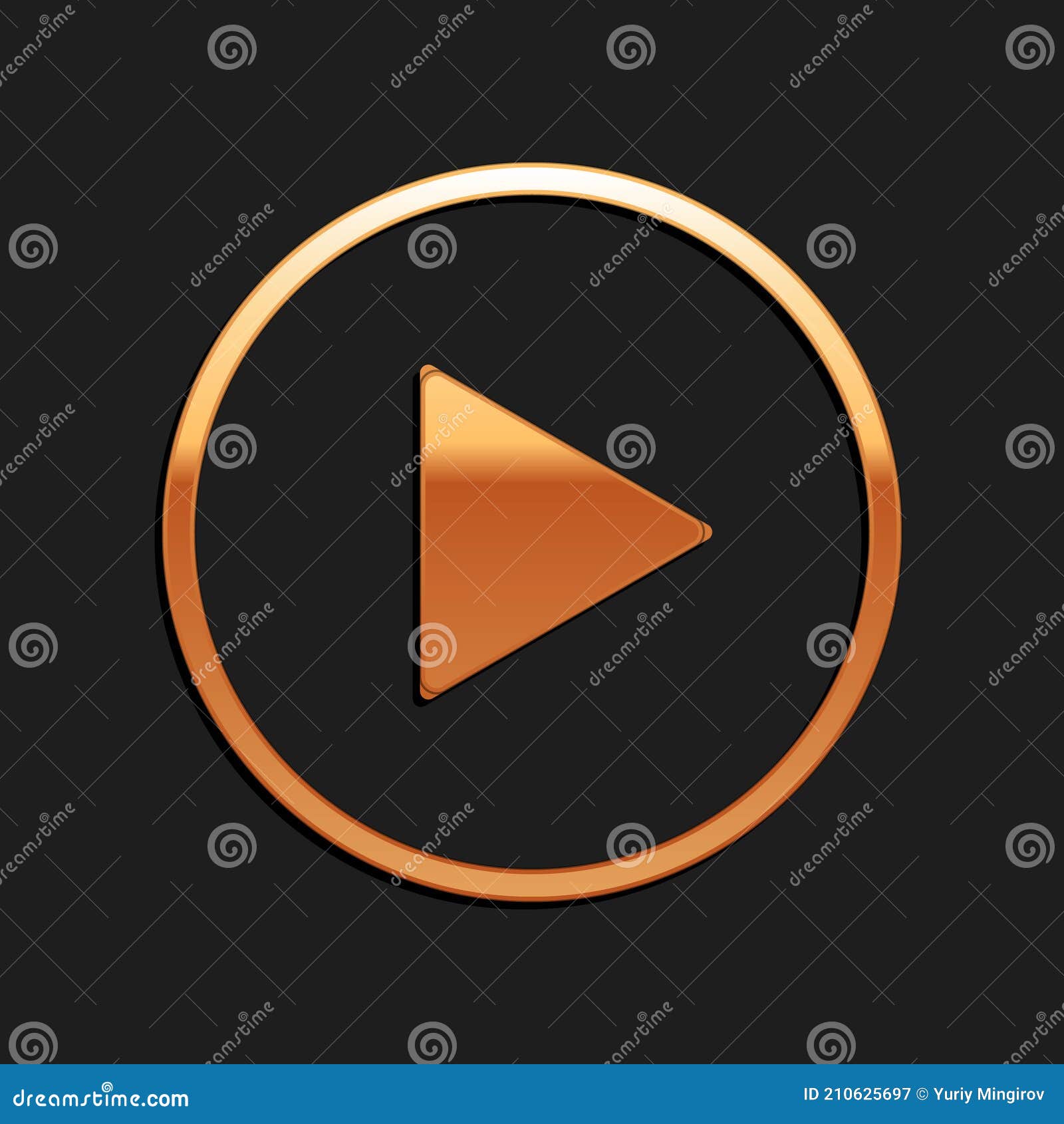 Gold Play Icon Isolated on Black Background. Long Shadow Style Stock ...