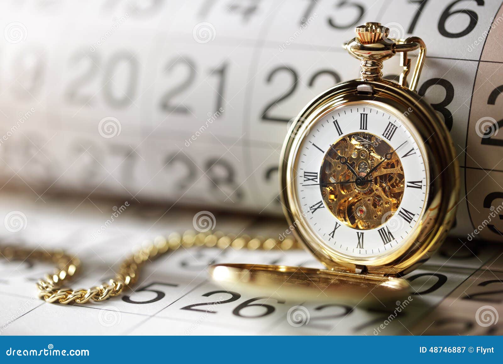 Gold Pocket Watch and Calendar Stock Image - Image of face, jewelry ...