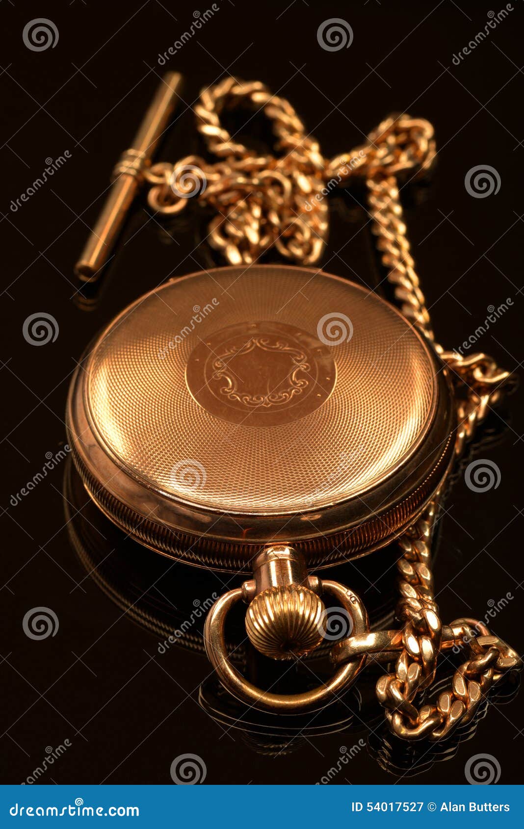 Gold Pocket Watch and Chain Stock Image - Image of case, luxury: 54017527
