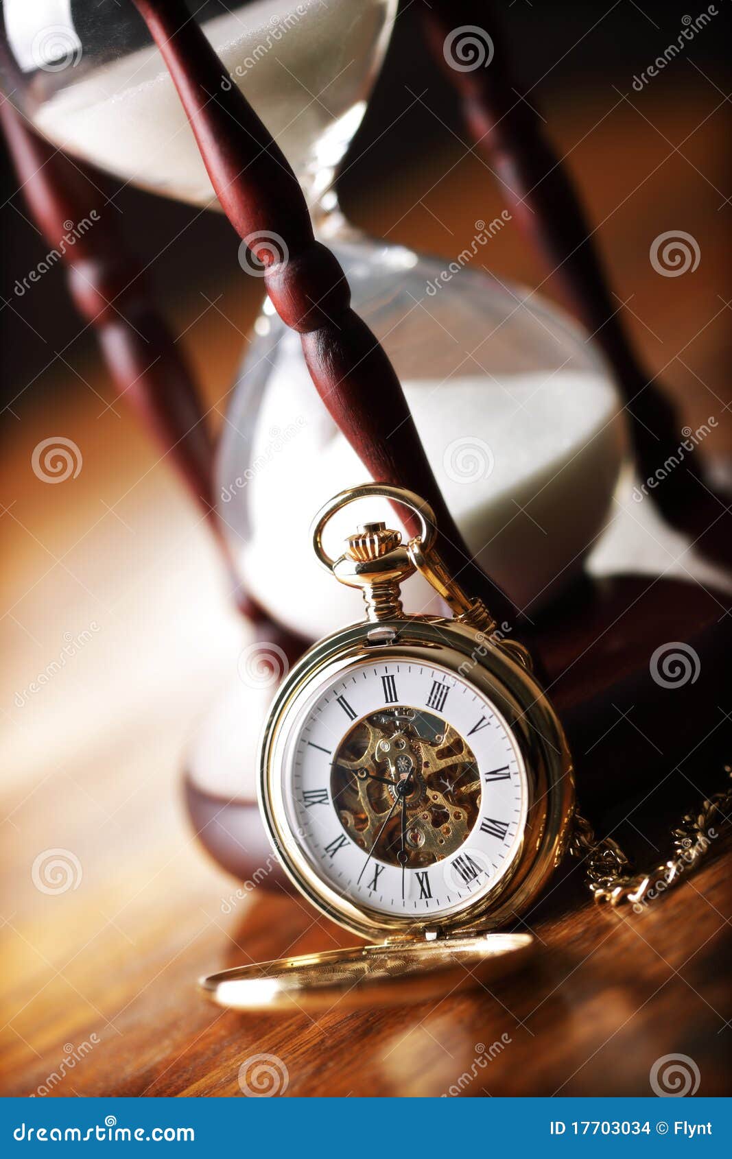 Gold Pocket Watch and Hourglass Stock Photo - Image of metal, timer ...
