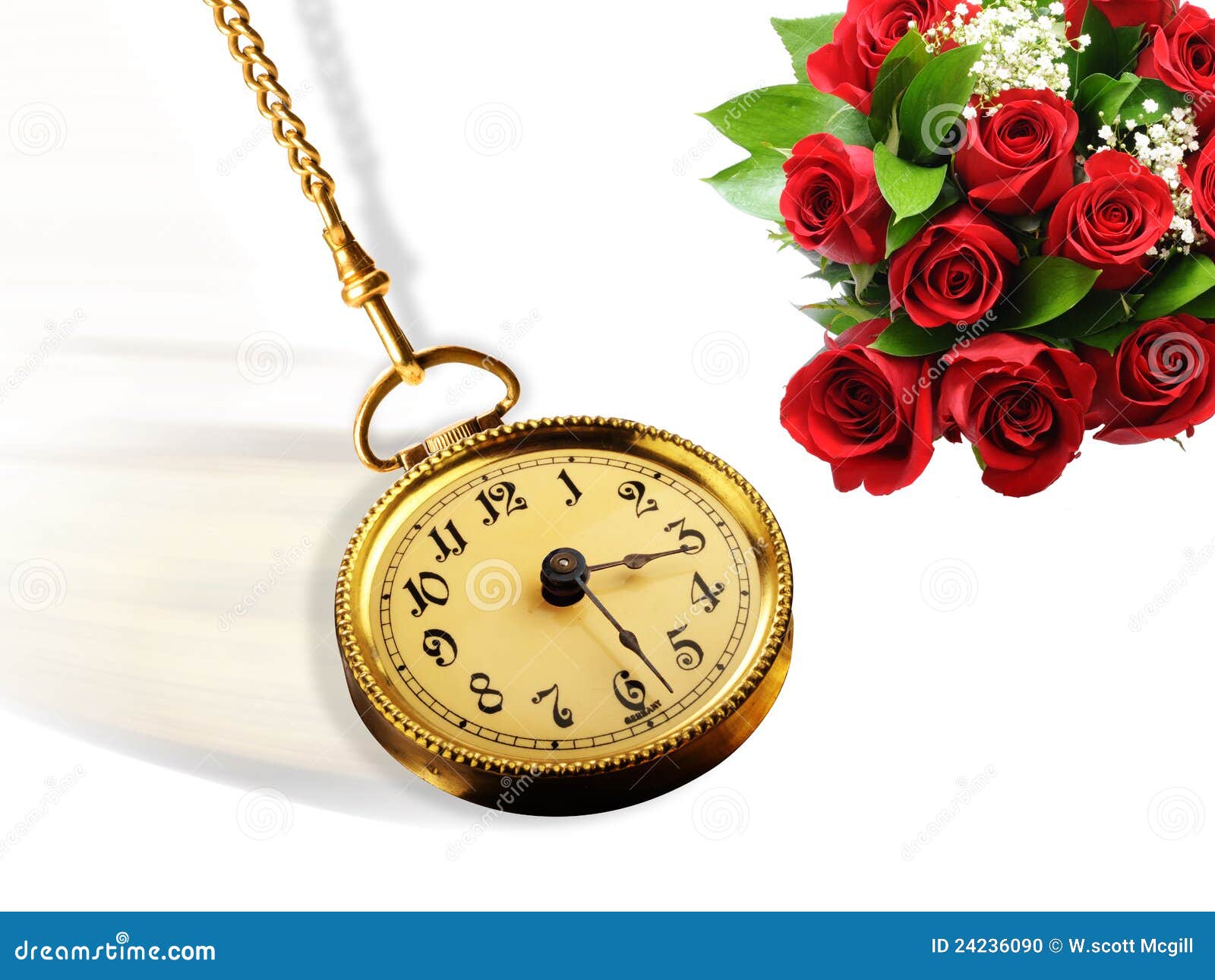 Gold Pocket Watch and Roses Stock Photo - Image of flowers, time: 24236090