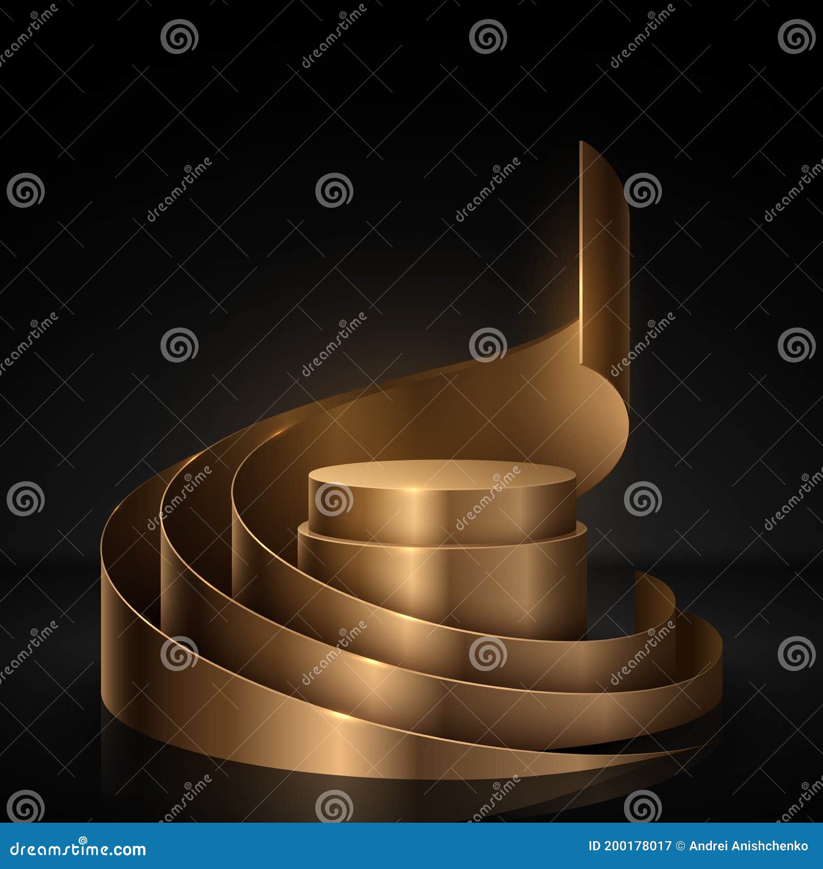 Gold Podium with Spiral Decor Elements Stock Vector - Illustration of ...