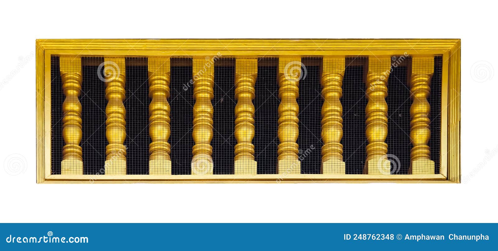 Gold Pole in Vertical Patterns Frame for Decorative in Thailand Temple ...