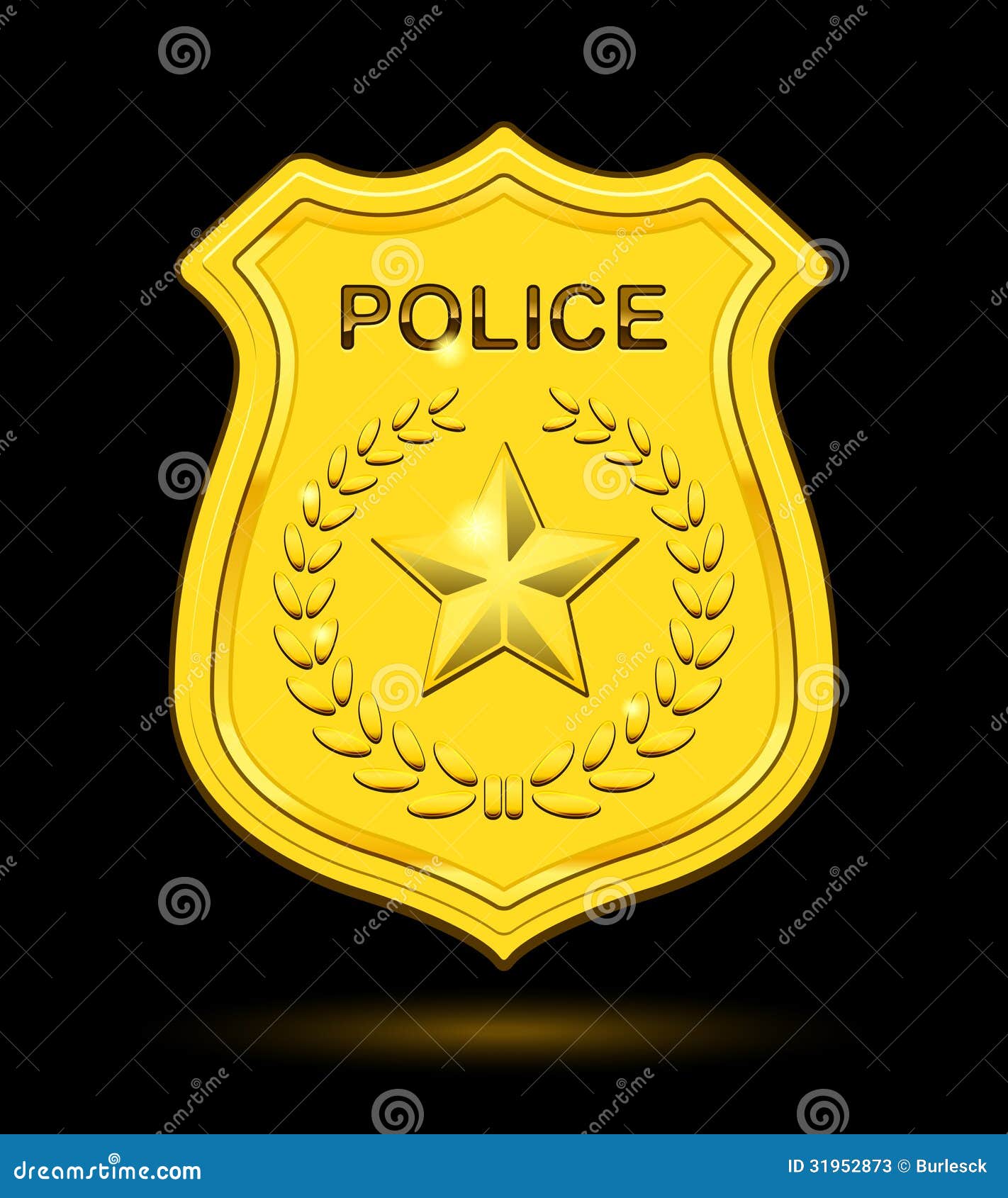 Gold Police Badge stock vector. Illustration of shield - 31952873