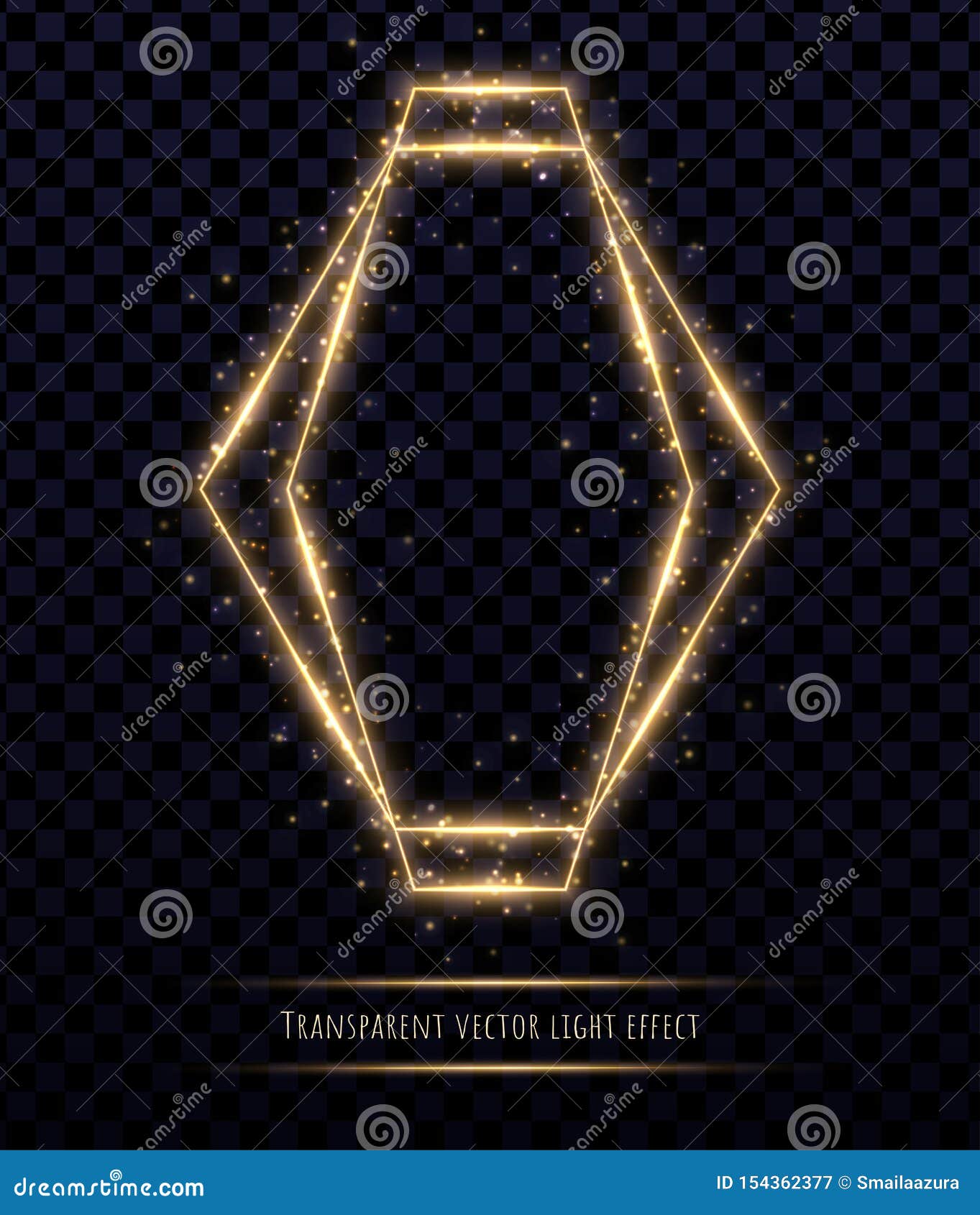 Gold Polygonal Frame with Light Effects Isolated on Transparent ...