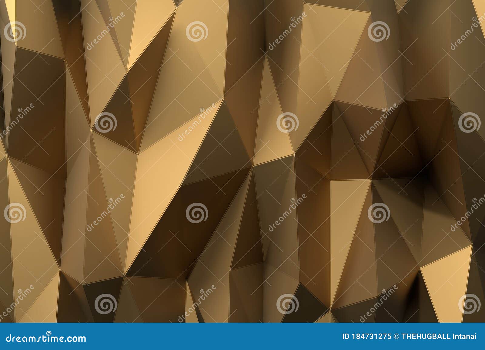Gold Polygonal Surface Waving. Semless Loop 3D Render. Abstract Have ...
