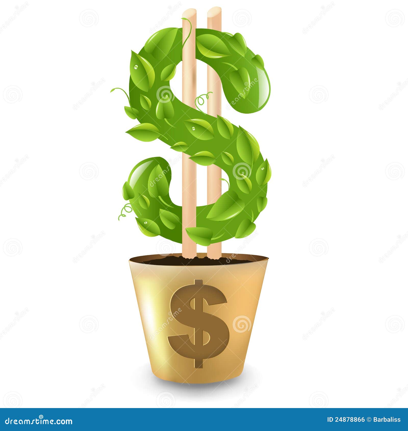 Gold Pot with Dollar stock vector. Illustration of financial - 24878866