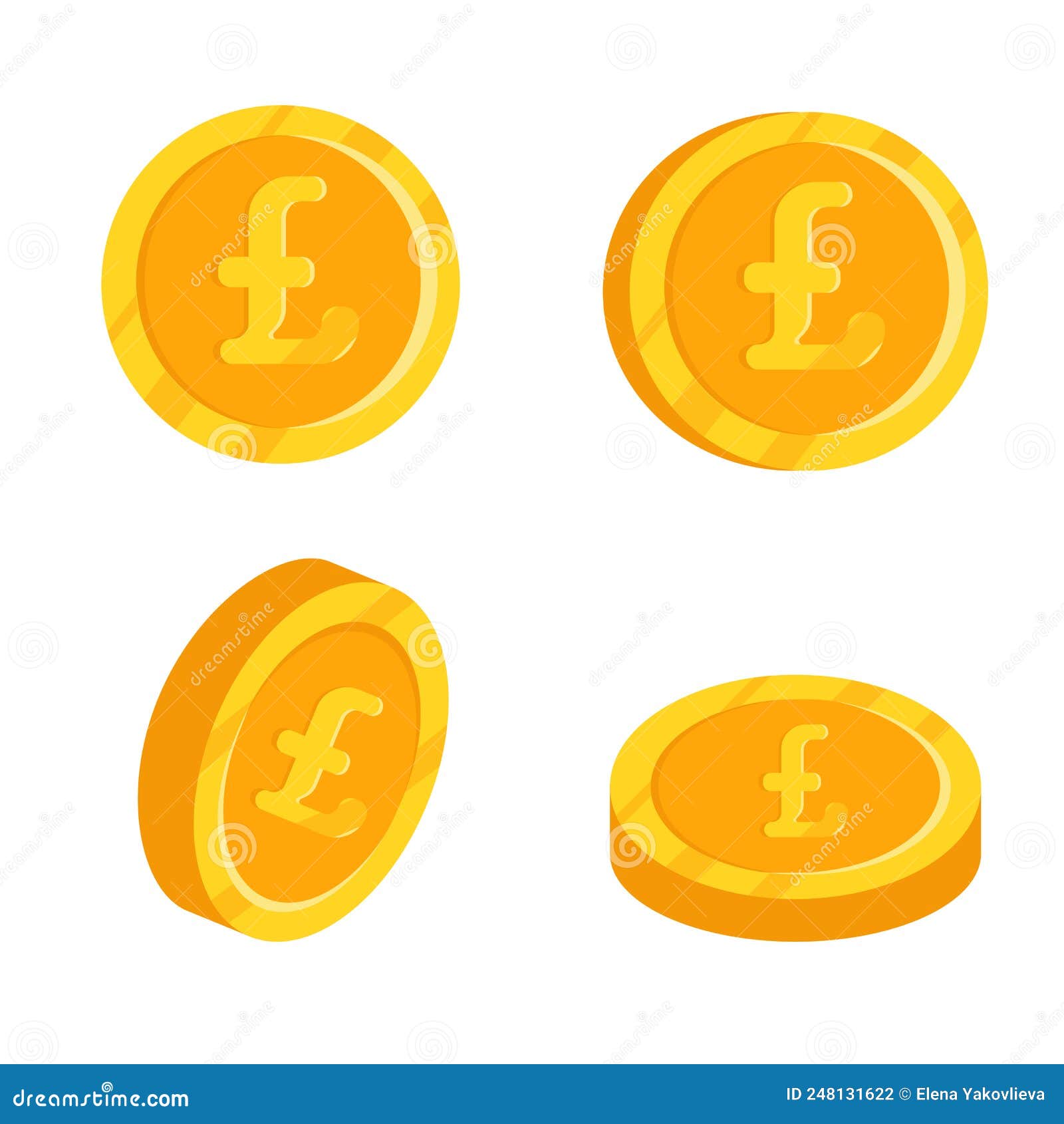 Gold Pound Coin. Vector Flat Illustration Stock Vector - Illustration ...