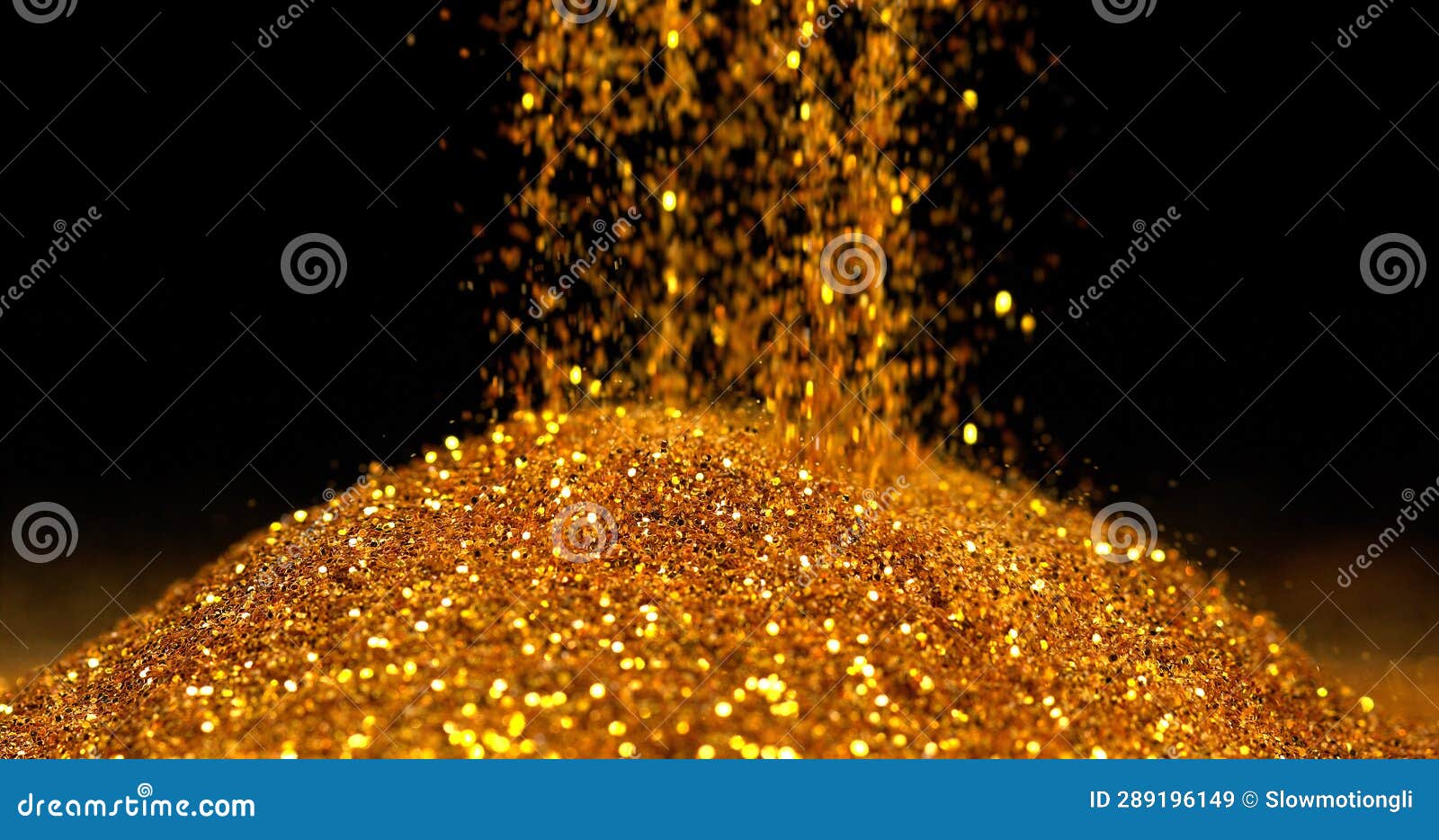 Gold Powder Falling Against Black Background Stock Image - Image of ...