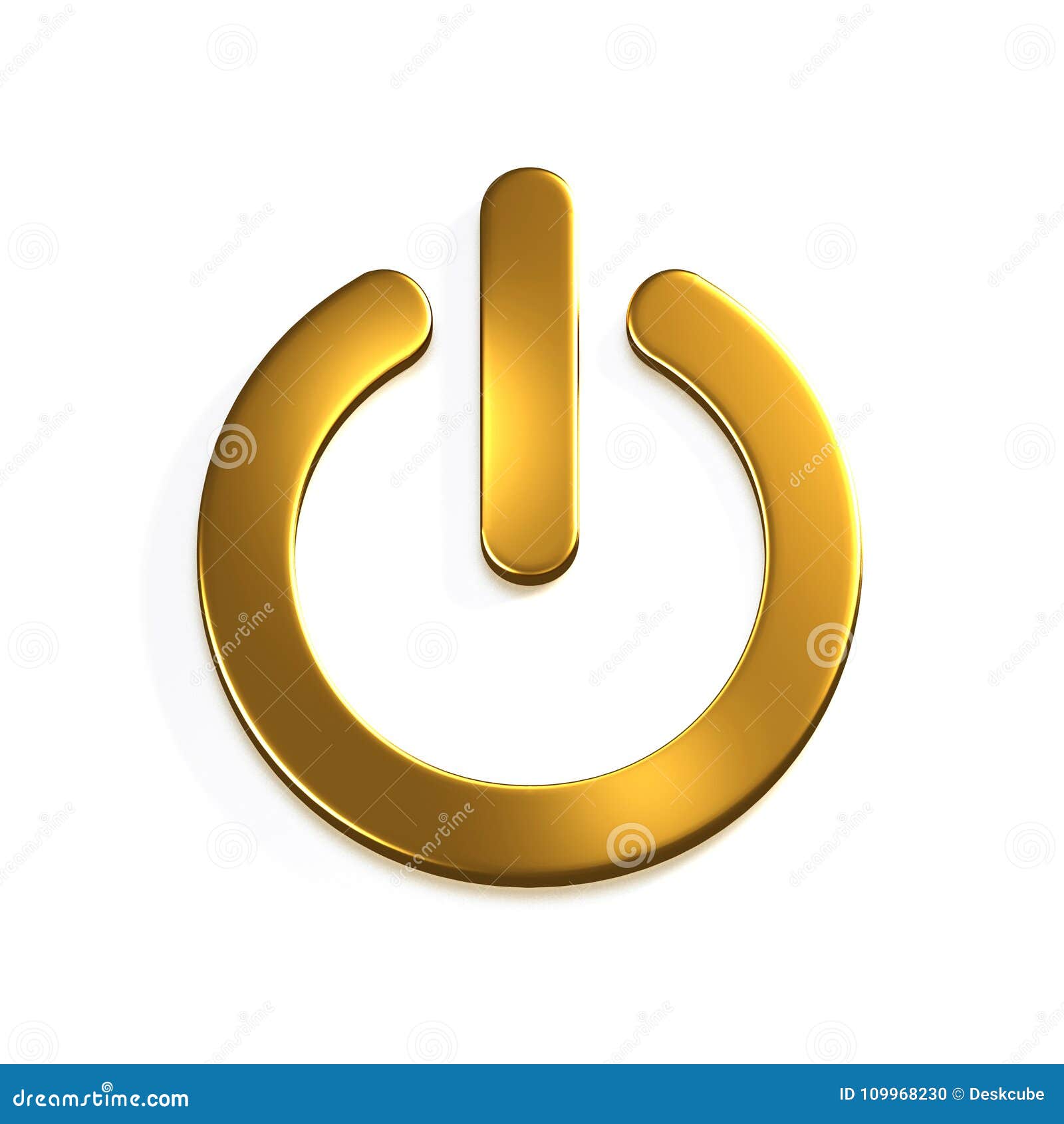 Gold Power Button Computer. 3D Render Illustration Stock Illustration ...