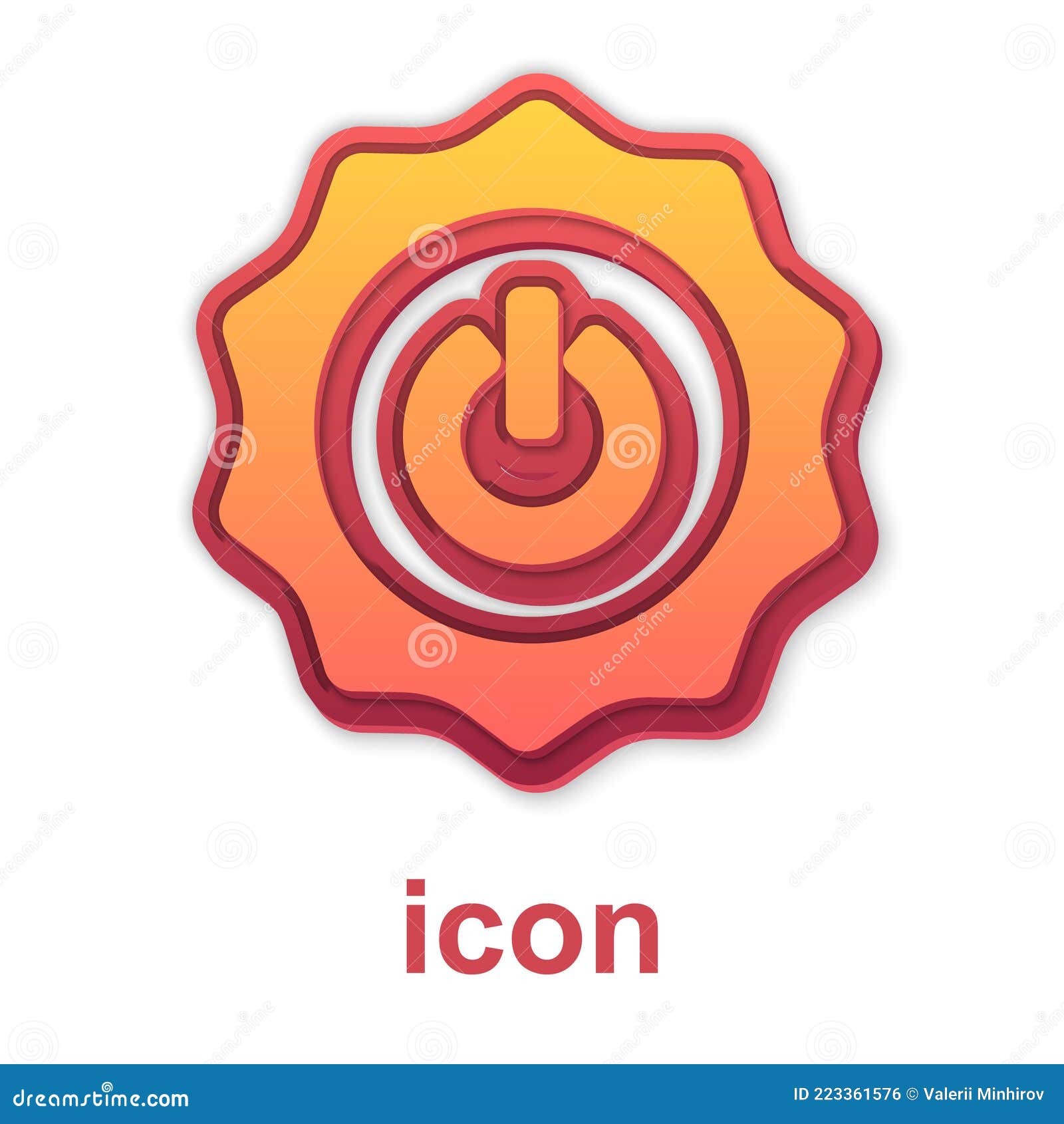 Gold Power Button Icon Isolated on White Background. Start Sign Stock ...