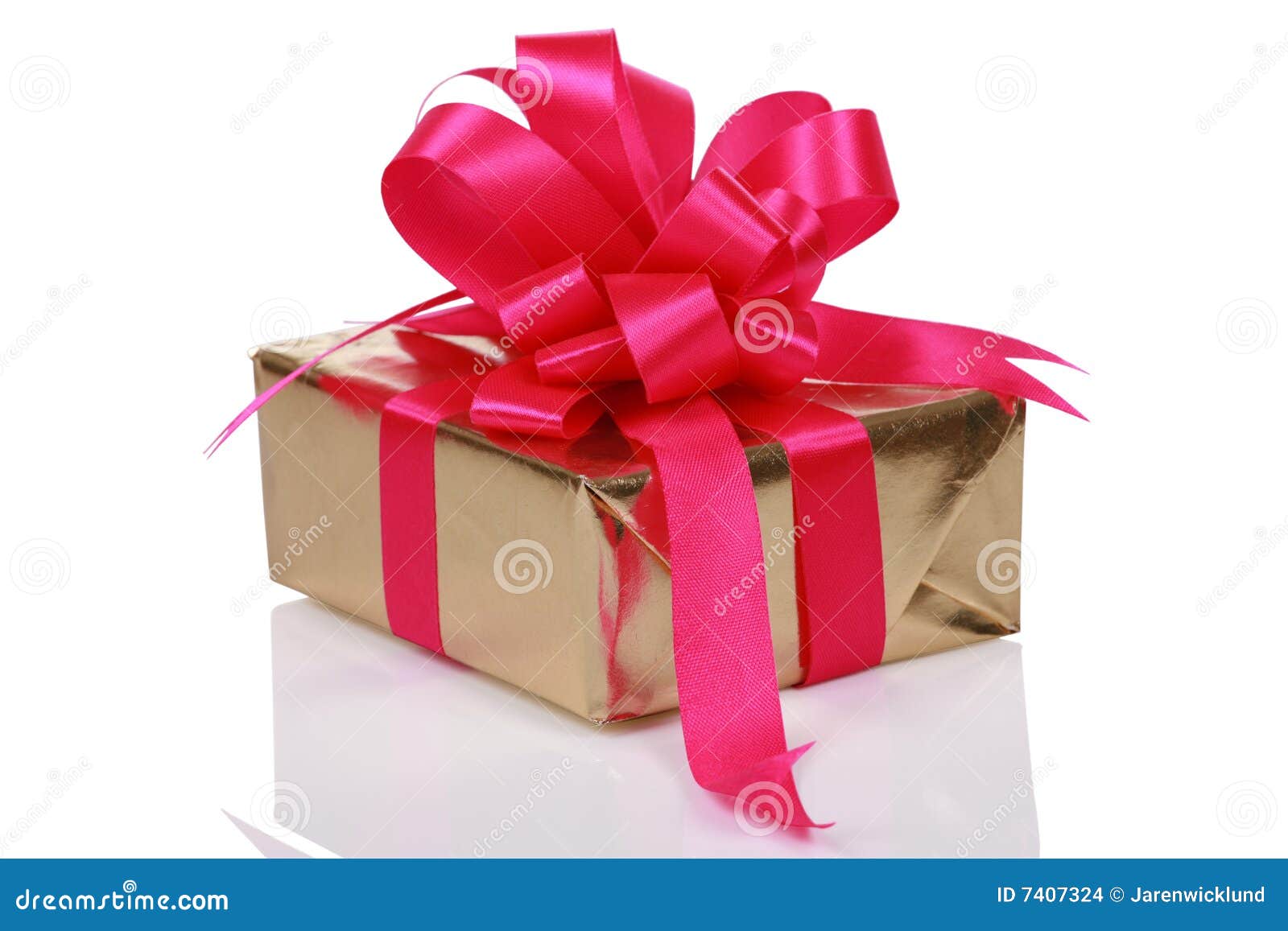 Gold Present with Pink Ribbons Stock Photo - Image of wrapping, pretty ...