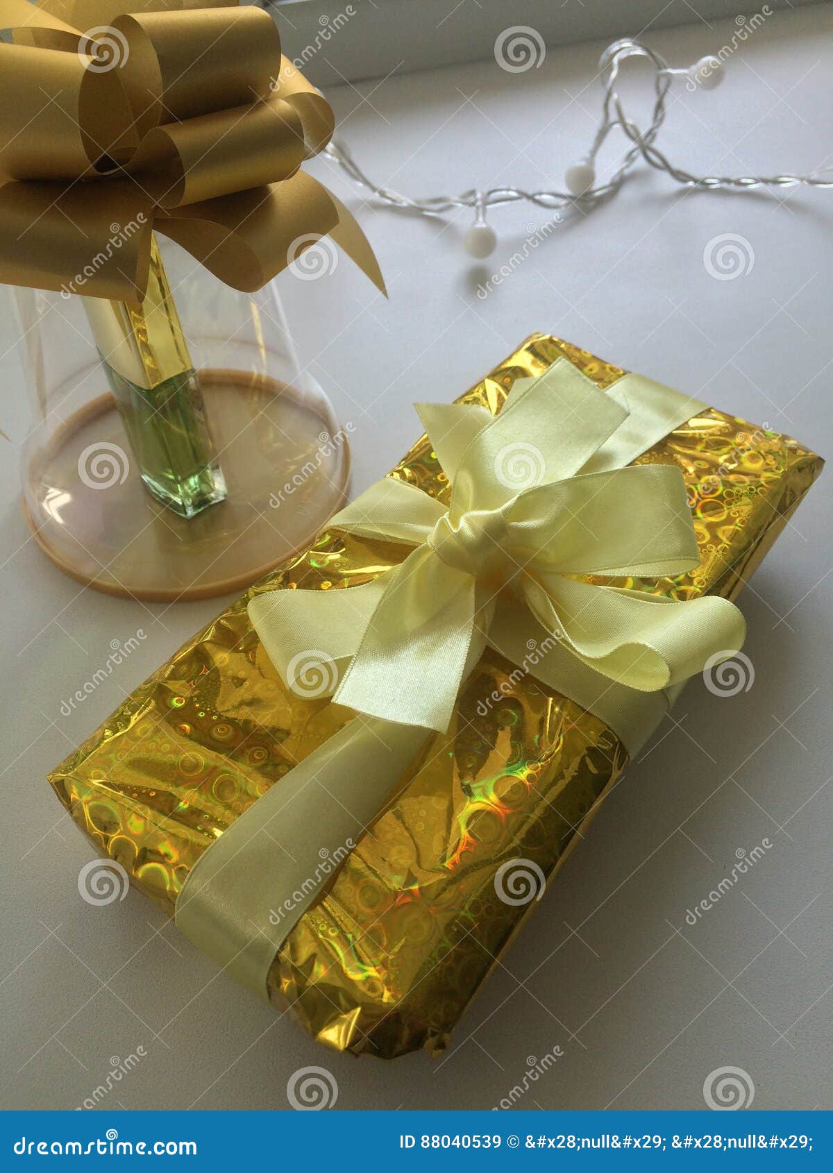 Gold present stock image. Image of yellow, gold, surprise - 88040539